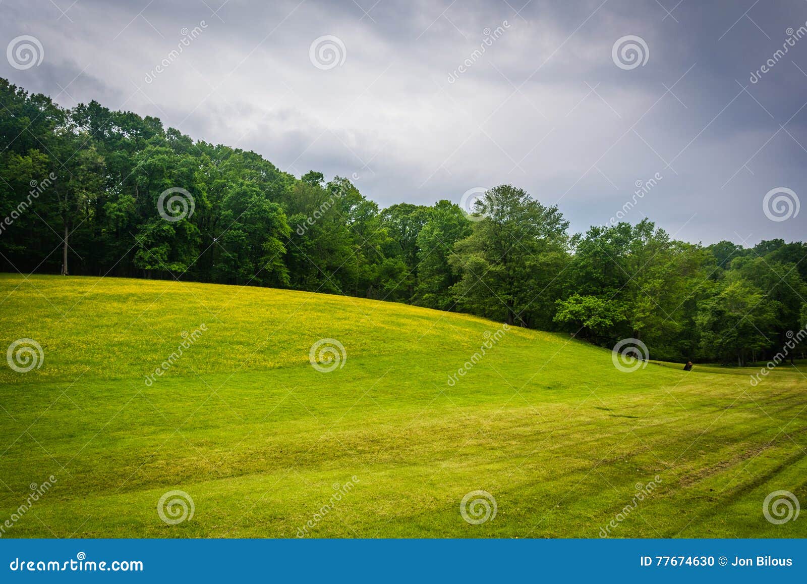 Cloudy Sky Over a Hill in Rural Baltimore County, Maryland. Stock Photo ...