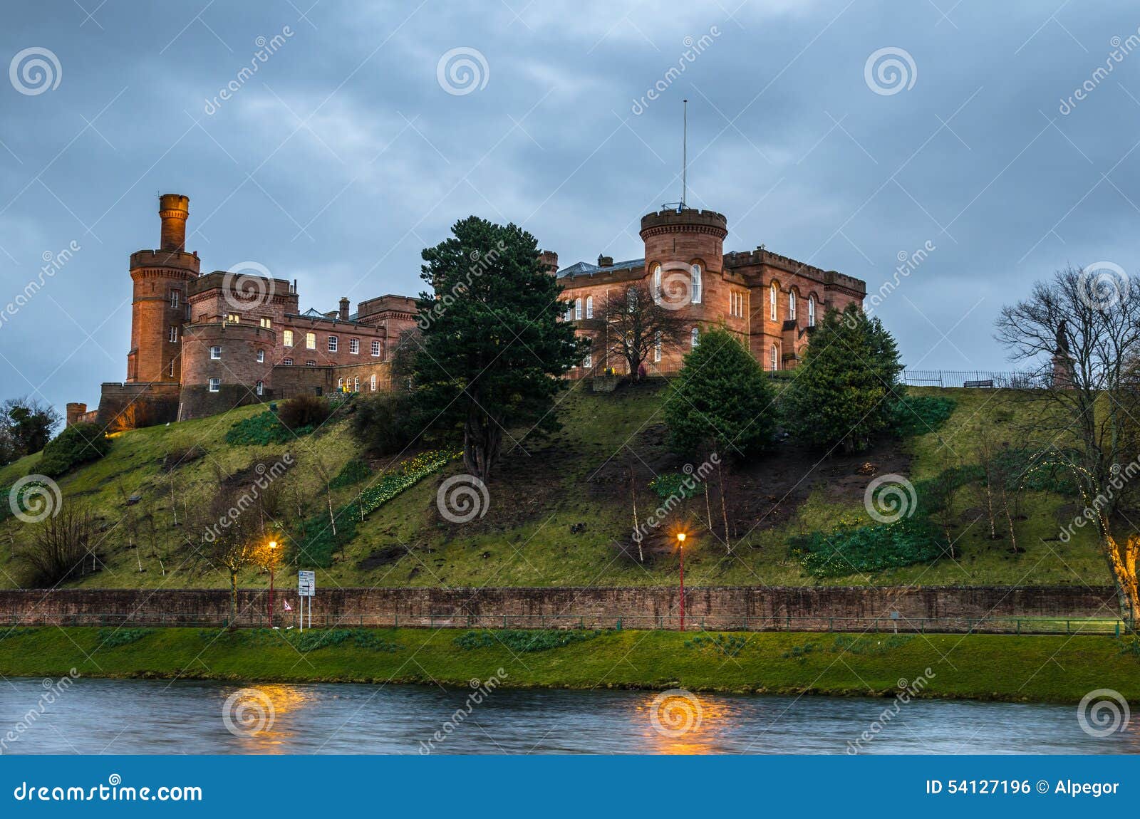 Cloudy Sky Over Inverness Castle at Twilight Stock Photo - Image of ...
