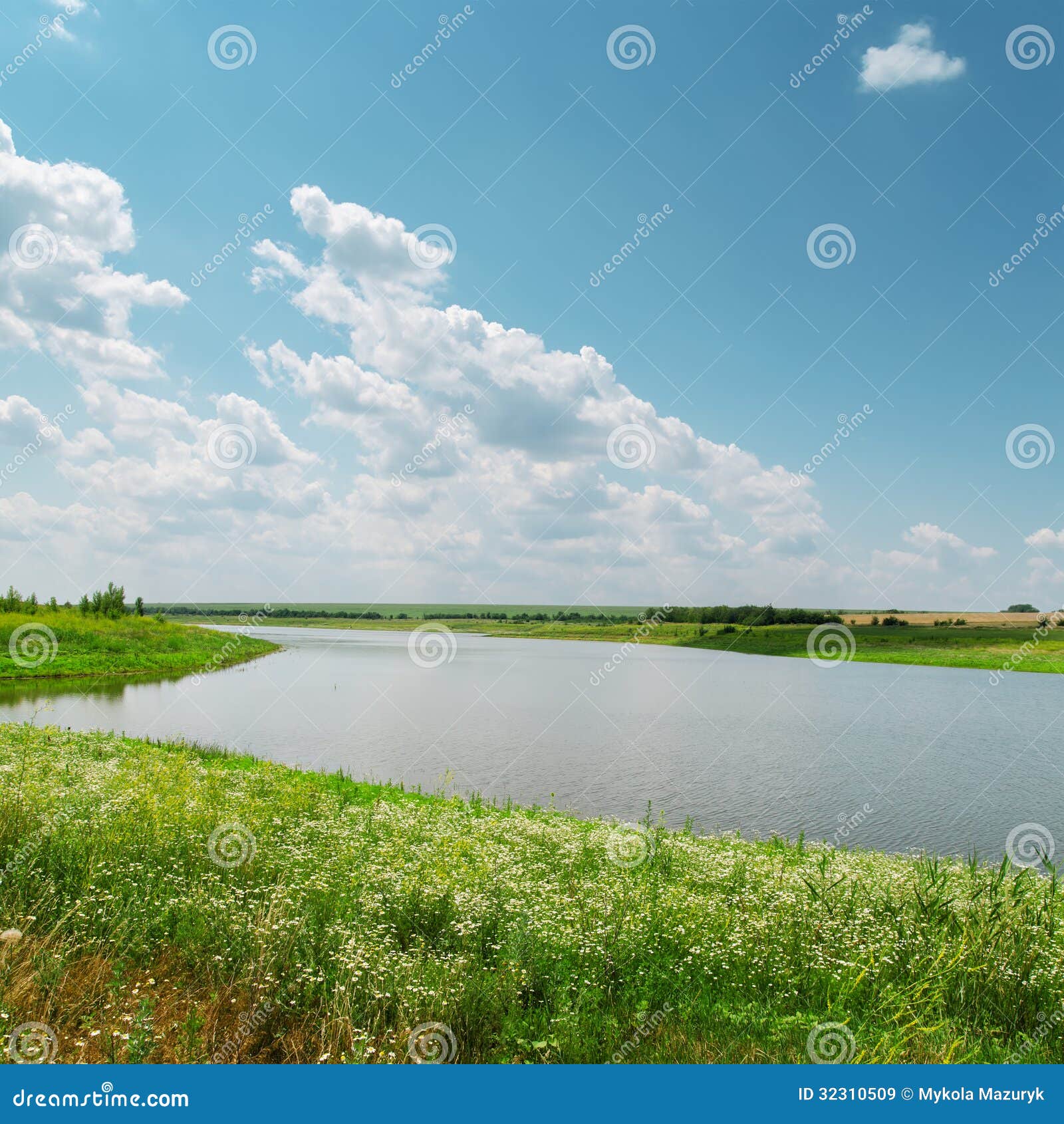 Cloudy sky over river stock image. Image of environment - 32310509