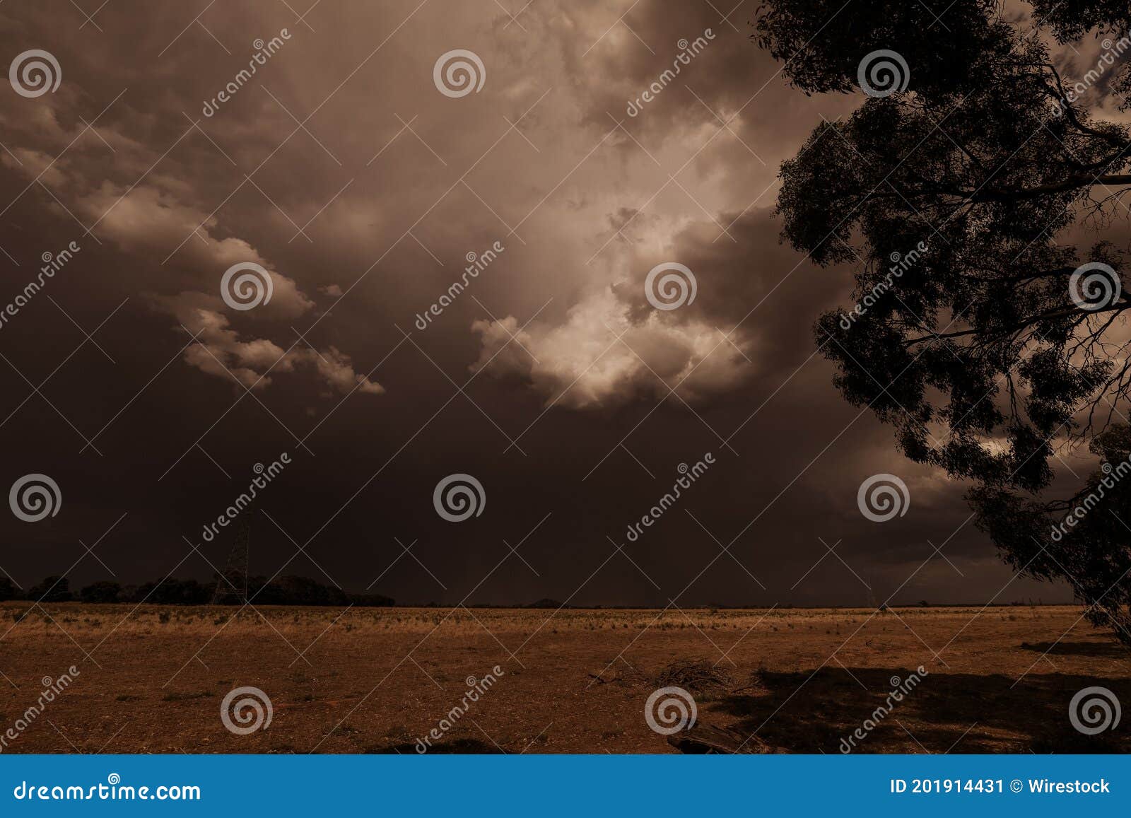 Cloudy Sky Over Rural Country Farmland Stock Image - Image of field ...
