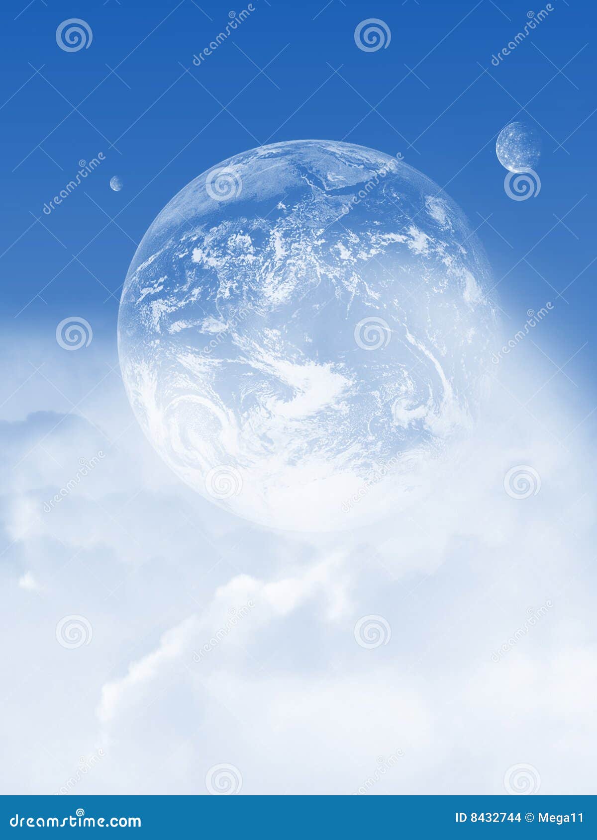 Cloudy sky with planet stock illustration. Illustration of colourful ...