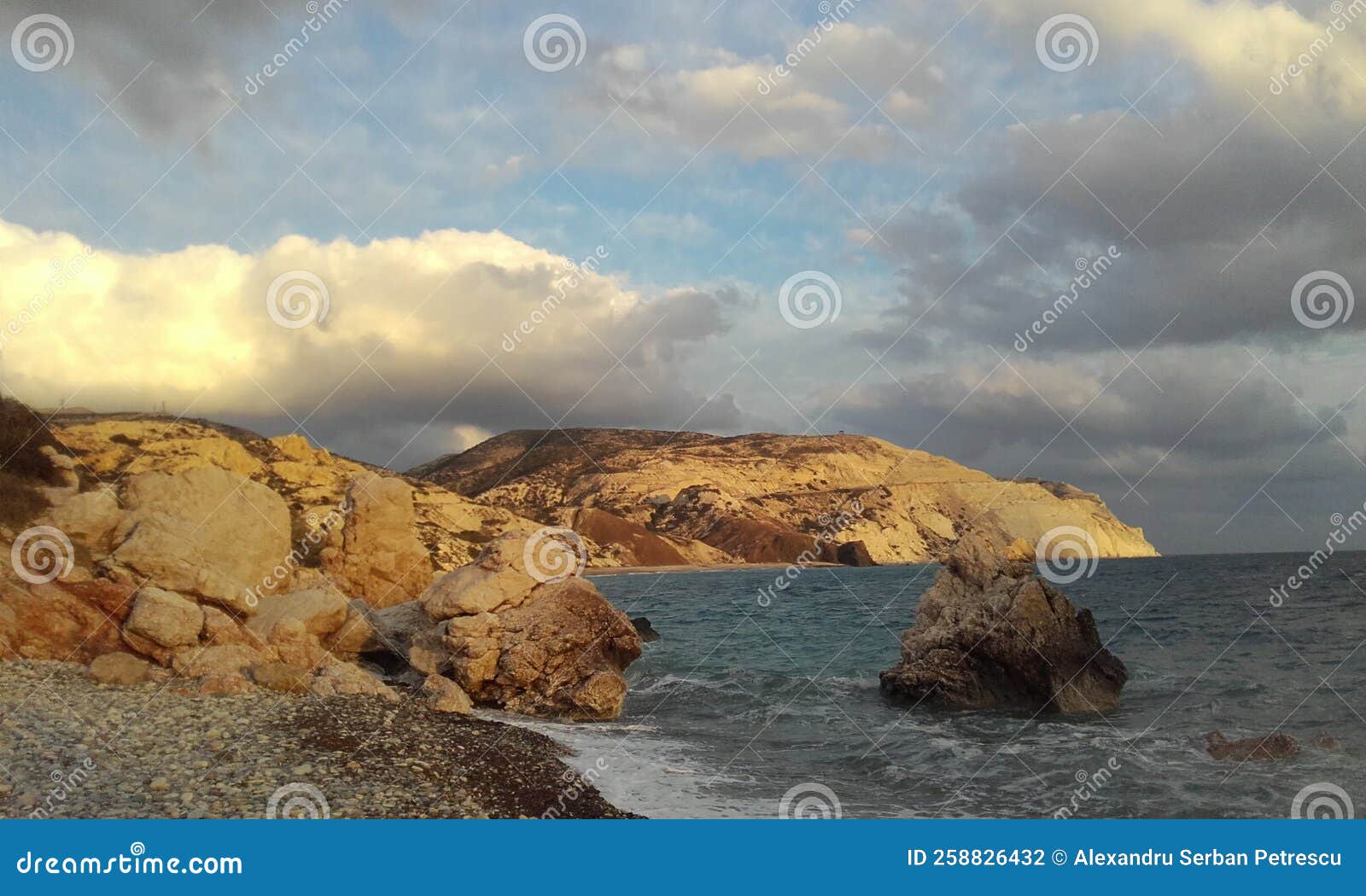 Cloudy Sky at the Seaside. Afrodita Beach, Cyprus Stock Photo - Image ...