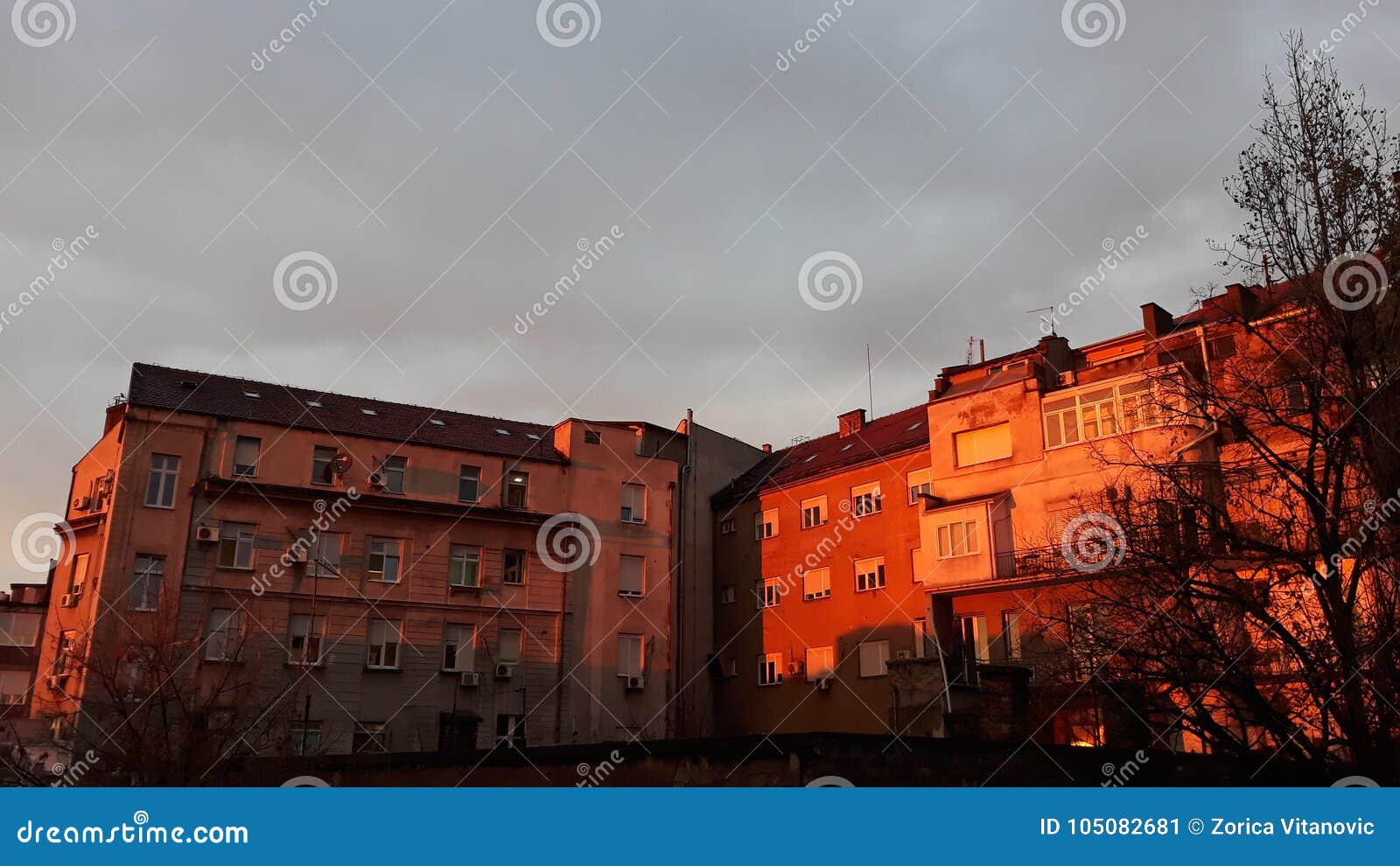 Cloudy Sky with Sunset Buildings Stock Image - Image of cloudy, cloud ...