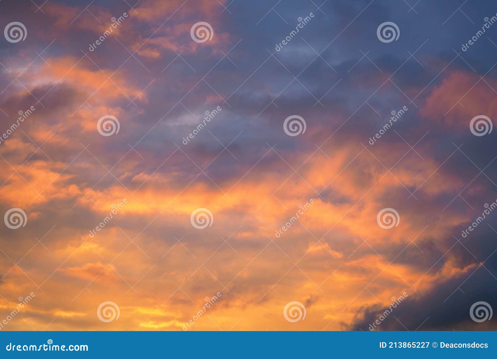 Cloudy Sky at Sunset. Dark Purple and Yellow Natural Background or ...