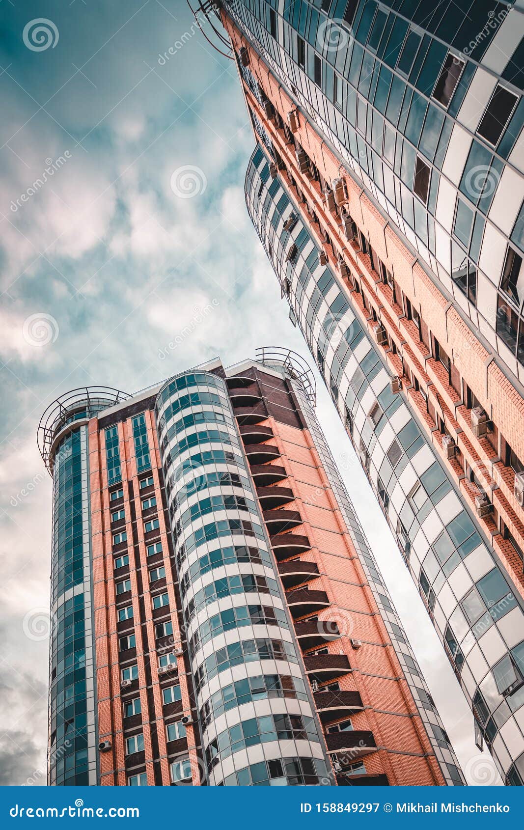Cloudy Sky and Two Modern Building Stock Image - Image of glass, urban ...