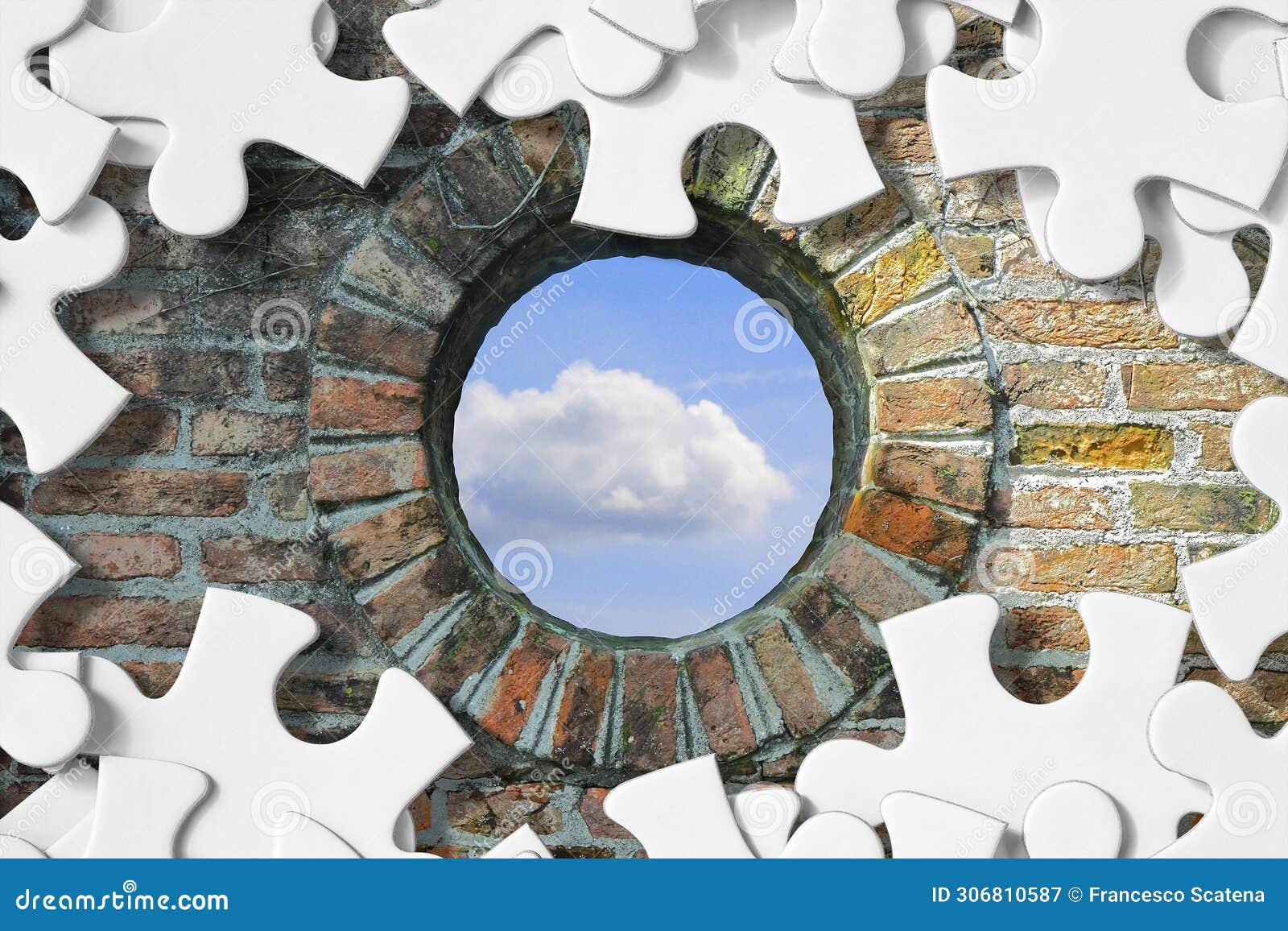 Cloudy Sky View from the Window - Freedom Concept in Jigsaw Puzzle ...