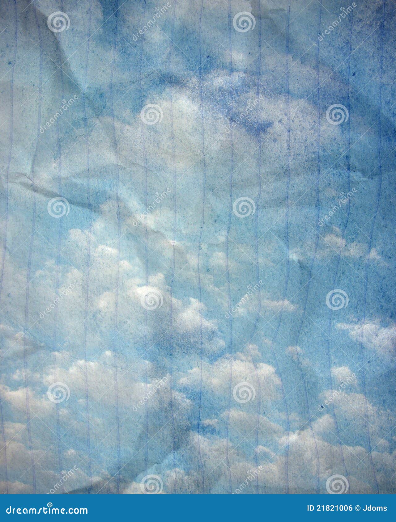 Cloudy Sky on Wrinkled Paper Stock Illustration - Illustration of stain ...