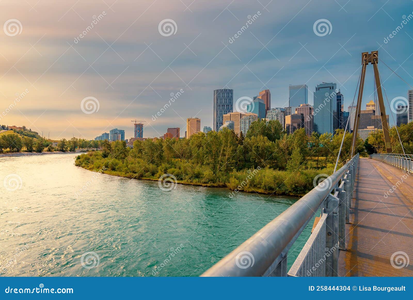 Bridge Over the Calgary River Towards Downtown Stock Photo - Image of ...