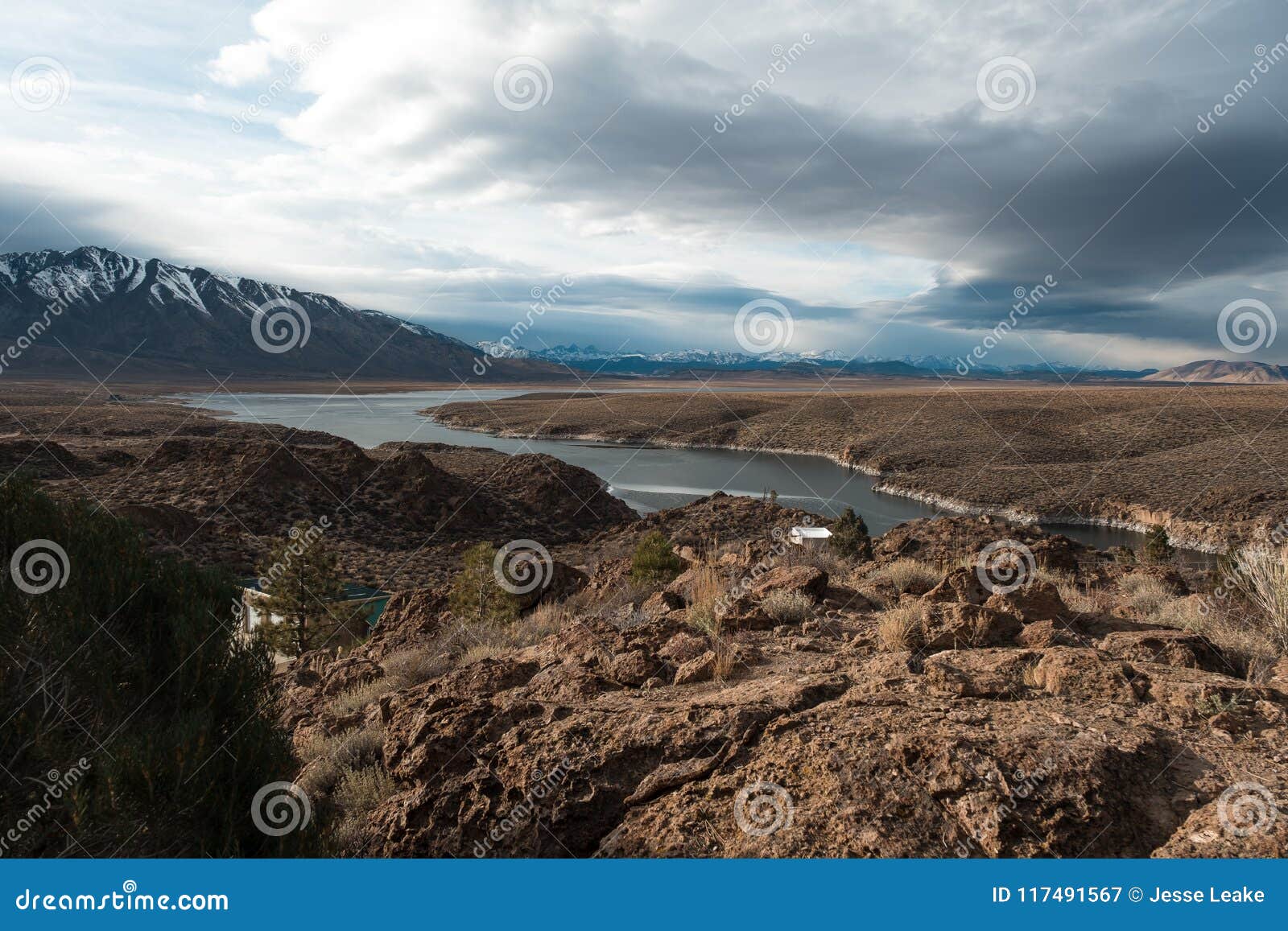 A Cloudy Sunset of Crowley Lake Stock Image - Image of cracks ...