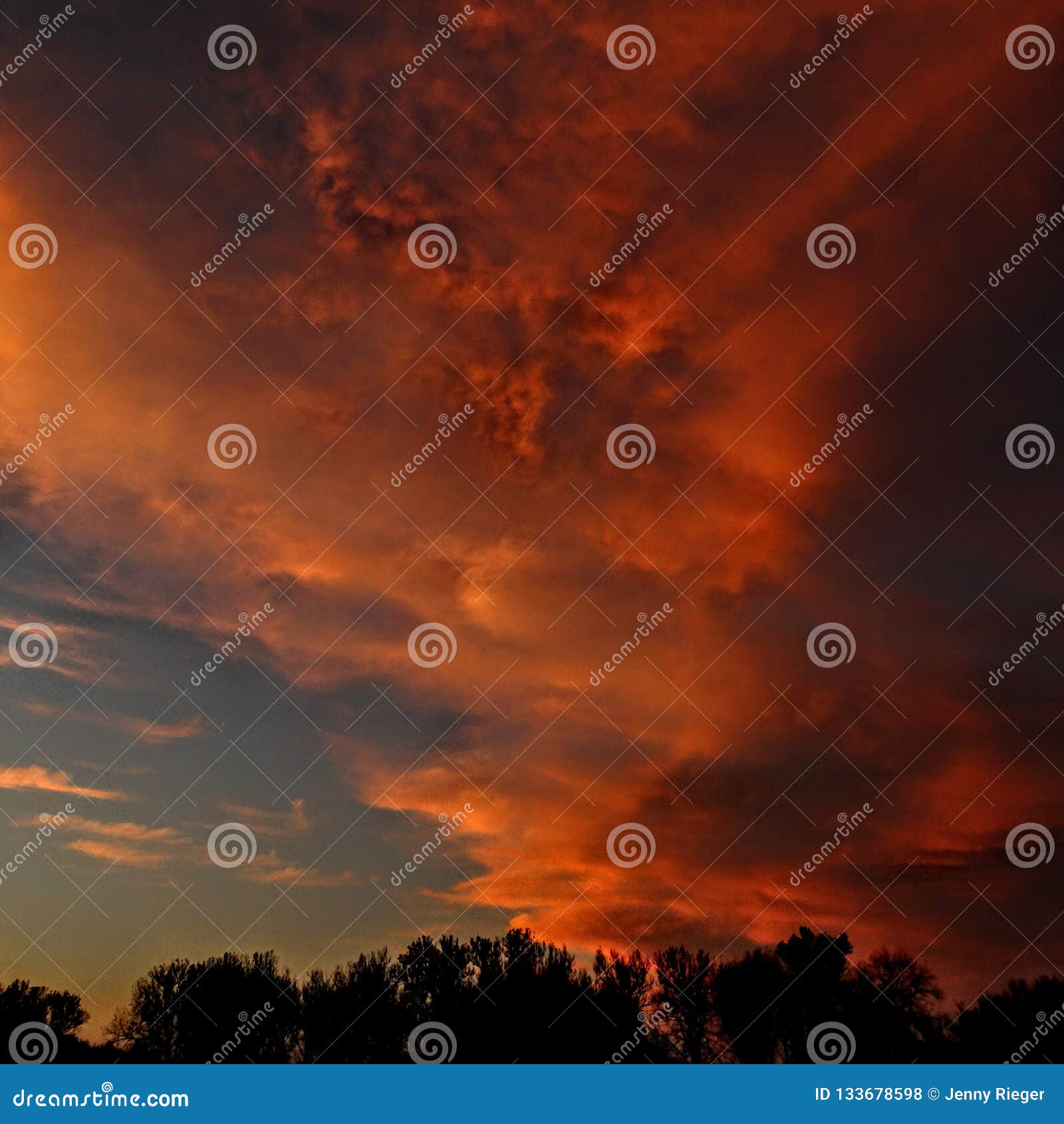 Sunset Clouds - Red Like Fire Stock Photo - Image of lower, cloudy ...