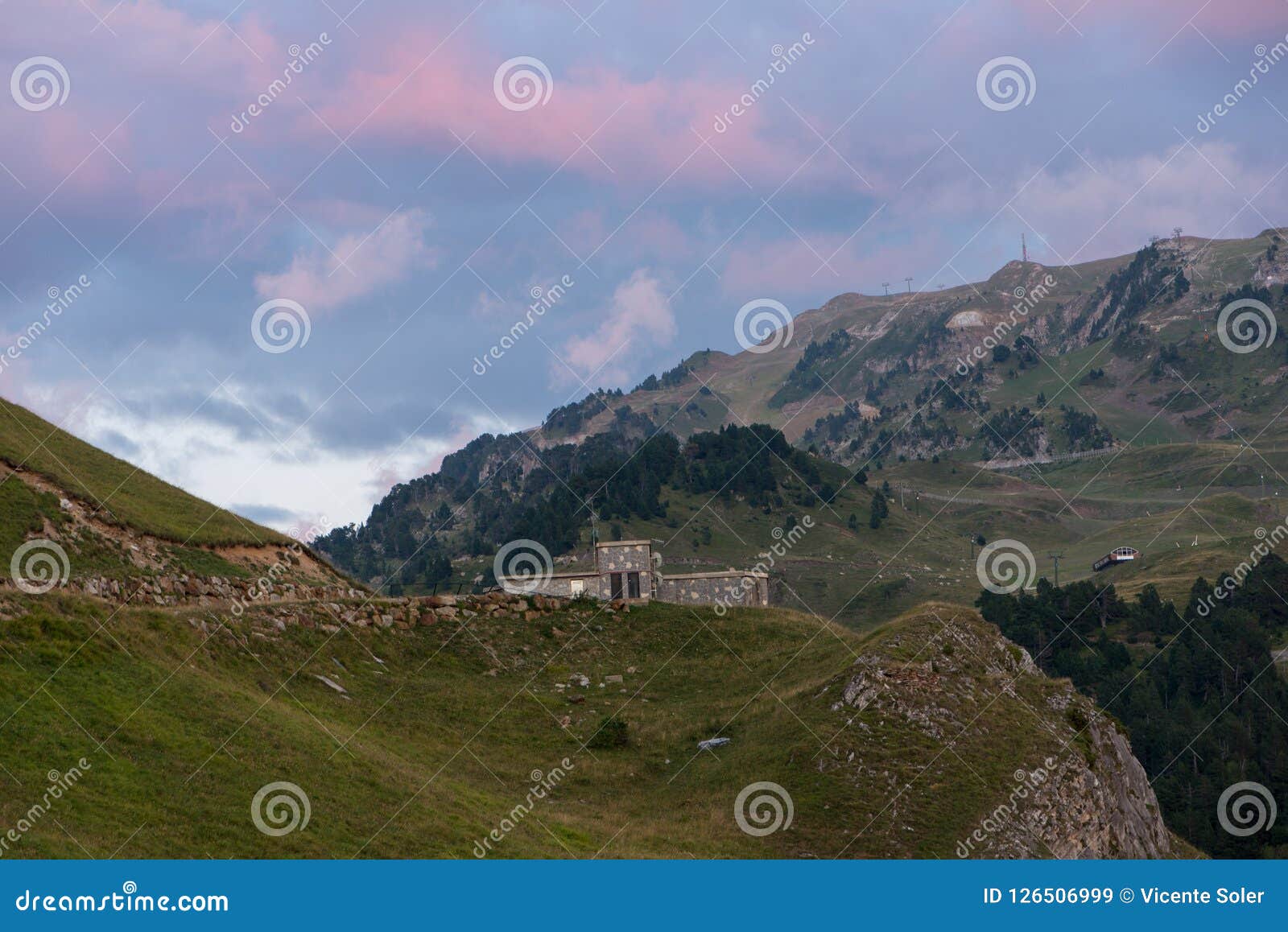 Cloudy Sunset in the Mountains of Valle De Aran Stock Image - Image of ...