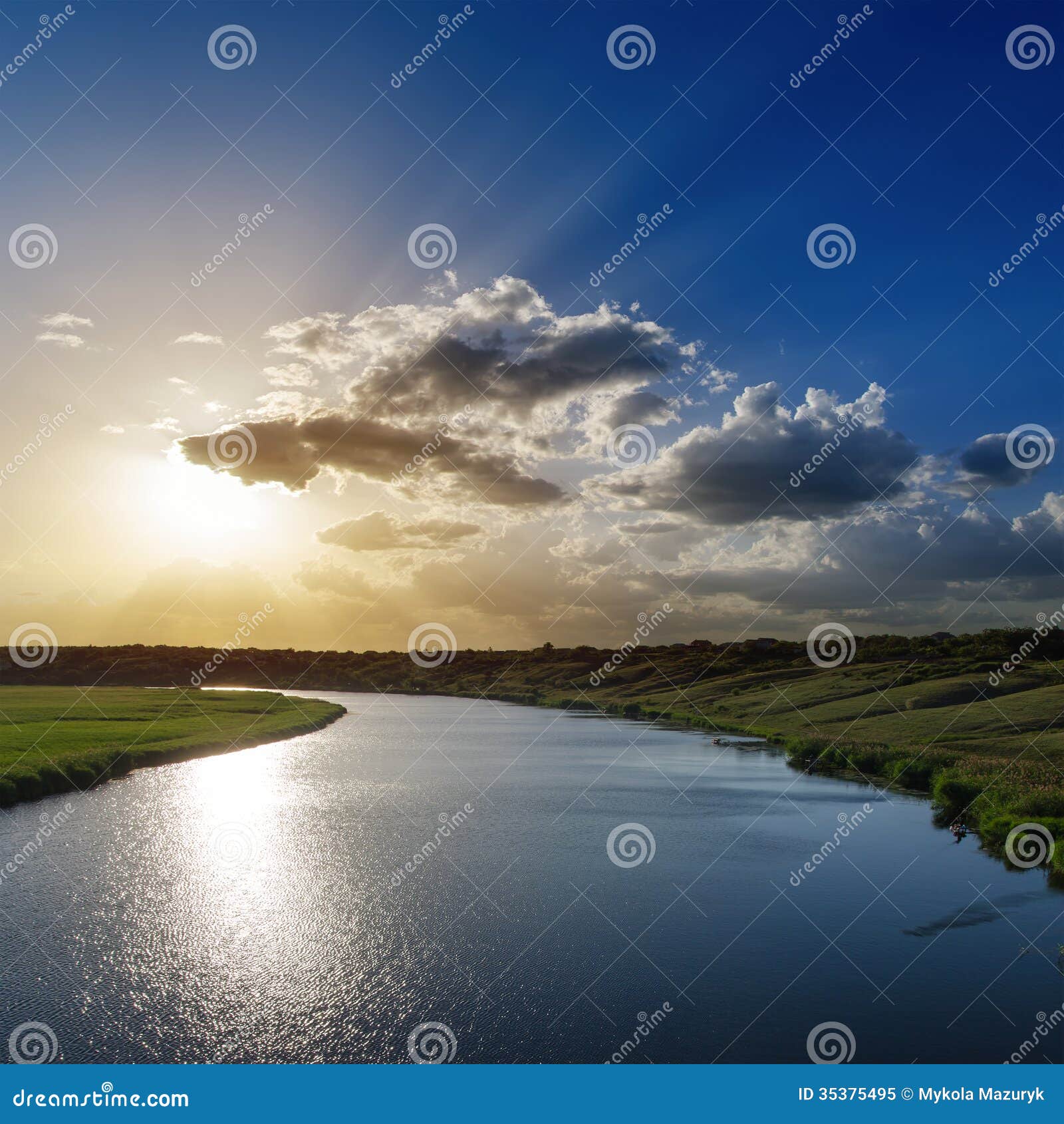 Cloudy sunset over river stock image. Image of calm, peace - 35375495
