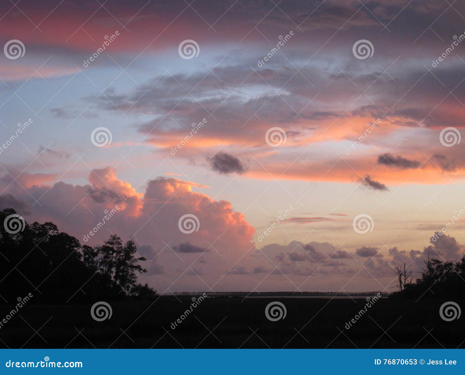Cloudy sunset over swamp stock image. Image of park, sunset - 76870653