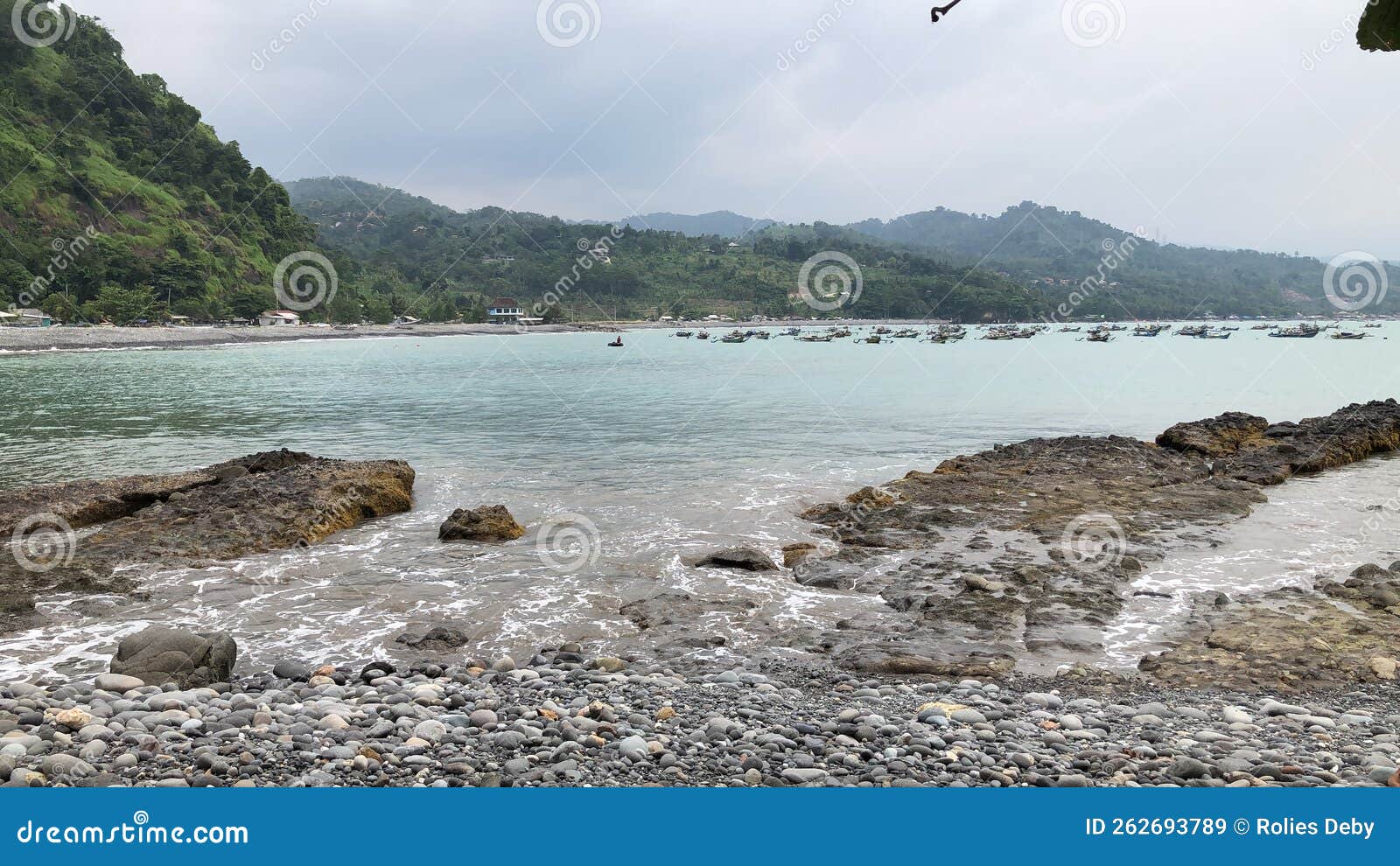 Cloudy Sunset at Pangandaran Beach Stock Image - Image of cape, ocean ...