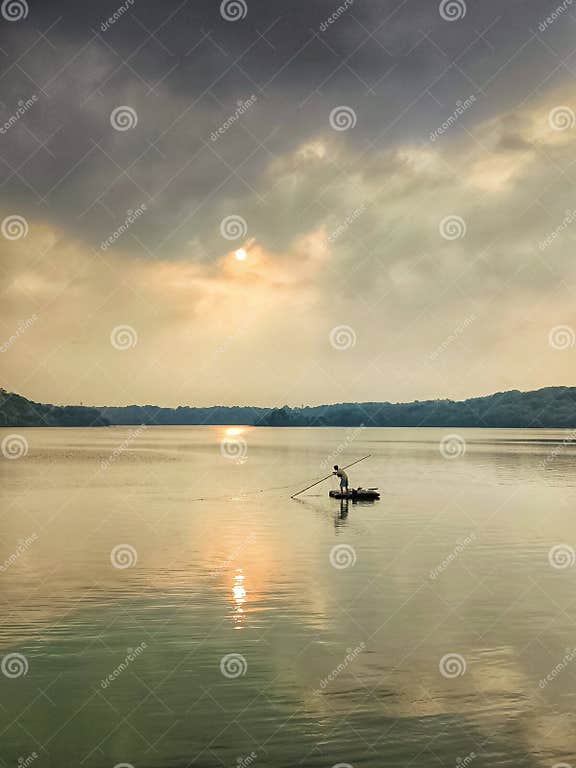 Cloudy Sunset at Setu Patok Dam Stock Image - Image of cloudy, setu ...
