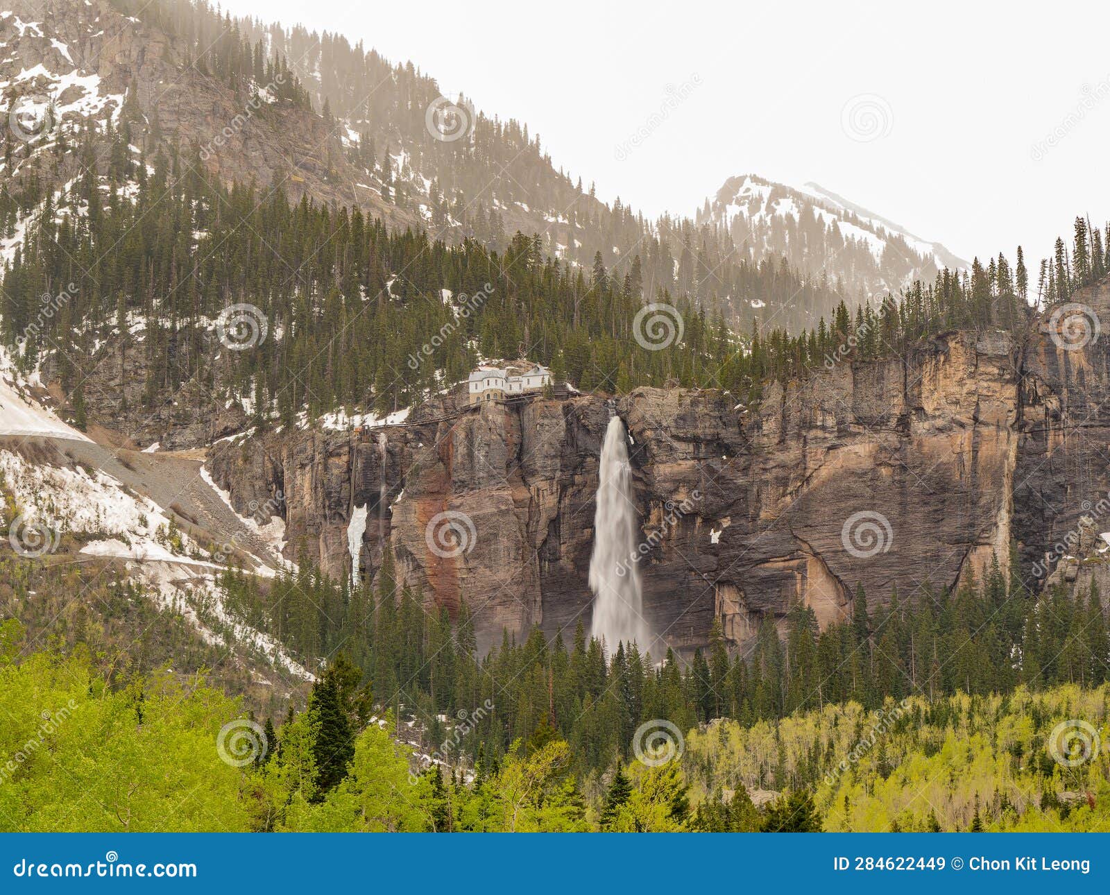 Cloudy View of the Bridal Veil Trail Stock Image - Image of view ...