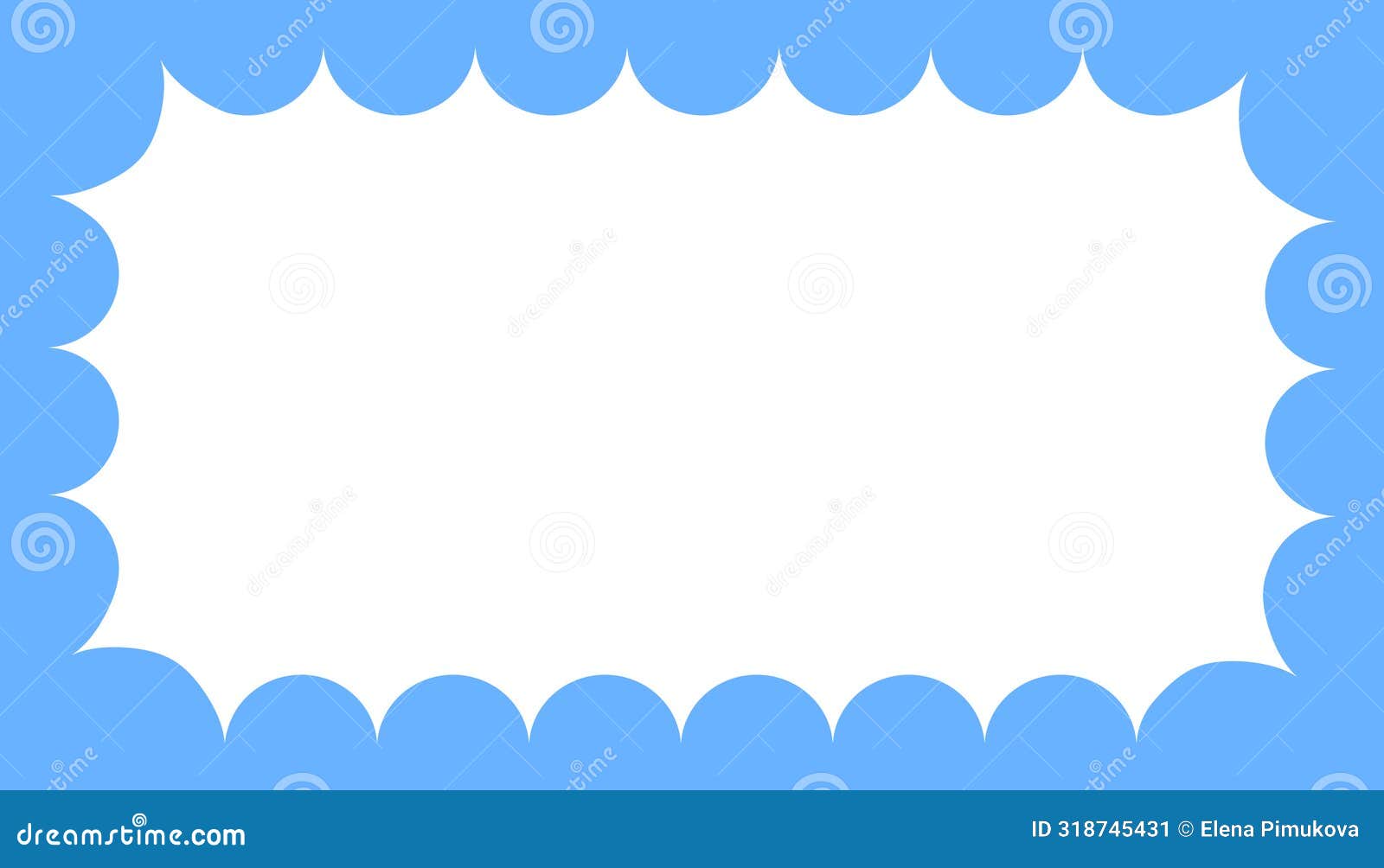 Cloudy Wave Curve Edge Frame. Wavy Scalloped Rectangle Border. Doodle ...