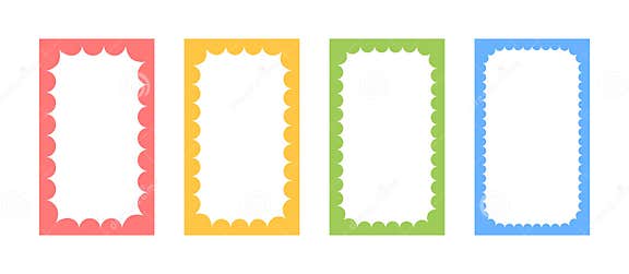 Cloudy Wave Curve Edge Frame. Wavy Scalloped Rectangle Borders Set ...