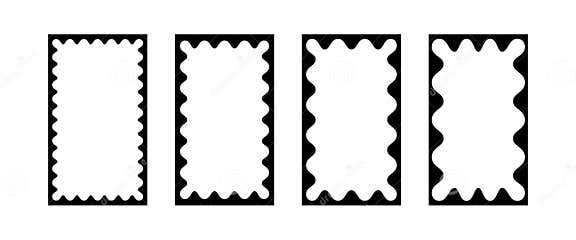 Cloudy Wave Curve Edge Frame. Wavy Scalloped Rectangle Borders Set ...