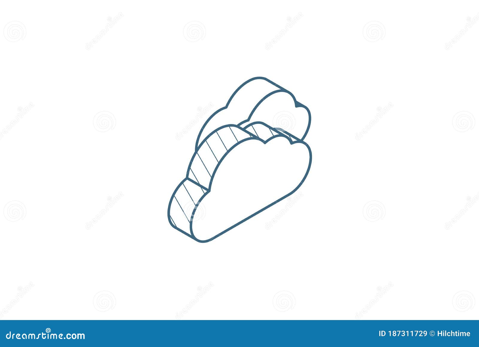 Cloudy Weather Isometric Icon. 3d Line Art Technical Drawing. Editable ...