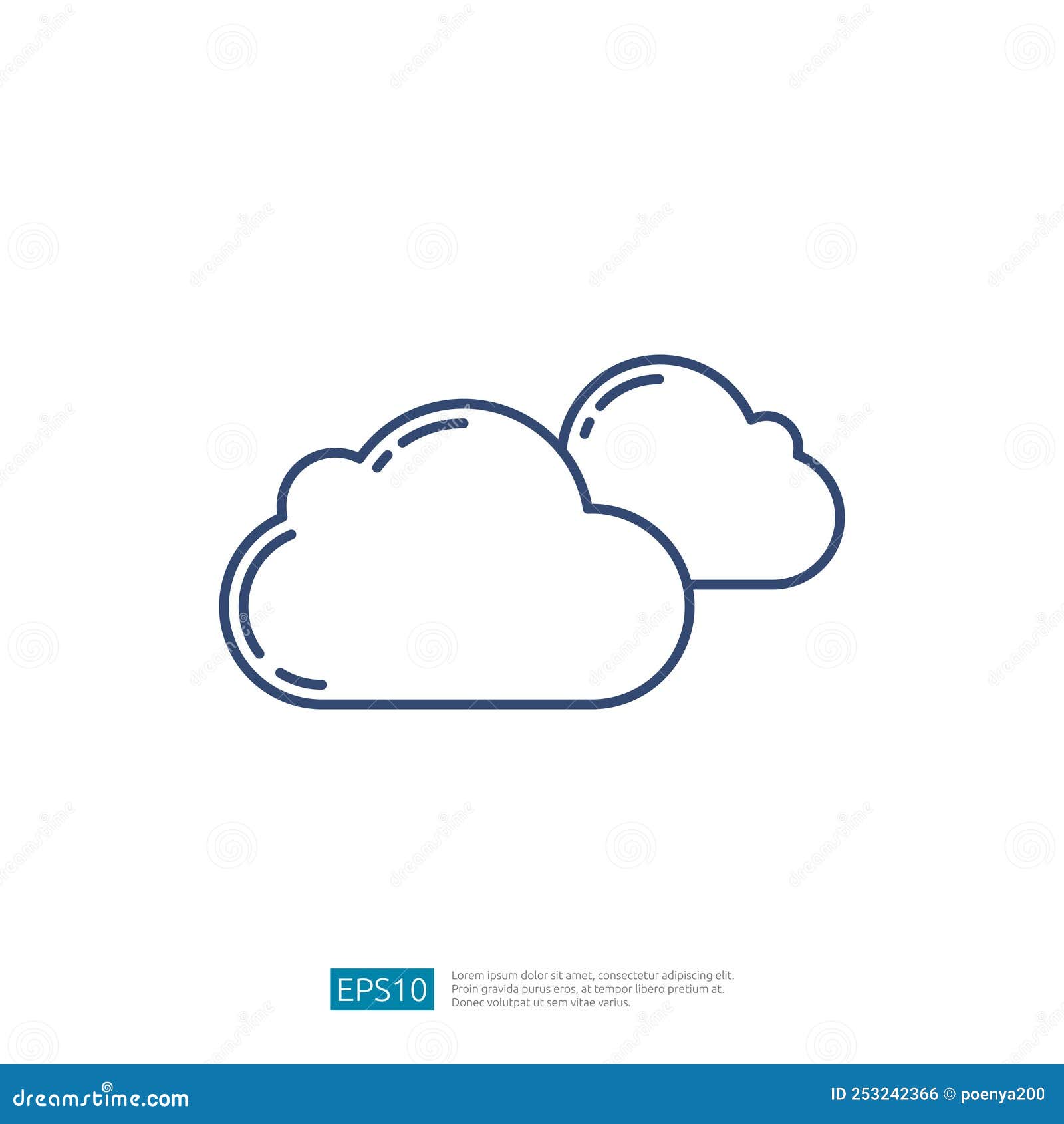 Cloudy Weather Outline Vector Icon Stock Vector - Illustration of ...
