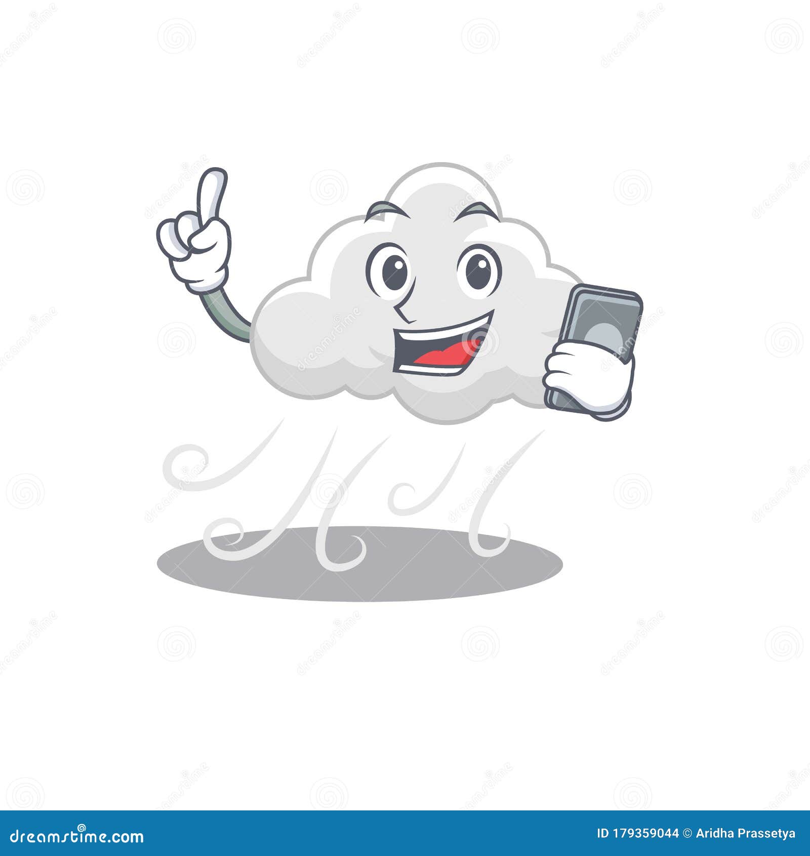 Cloudy Windy Cartoon Character Speaking on Phone Stock Vector ...