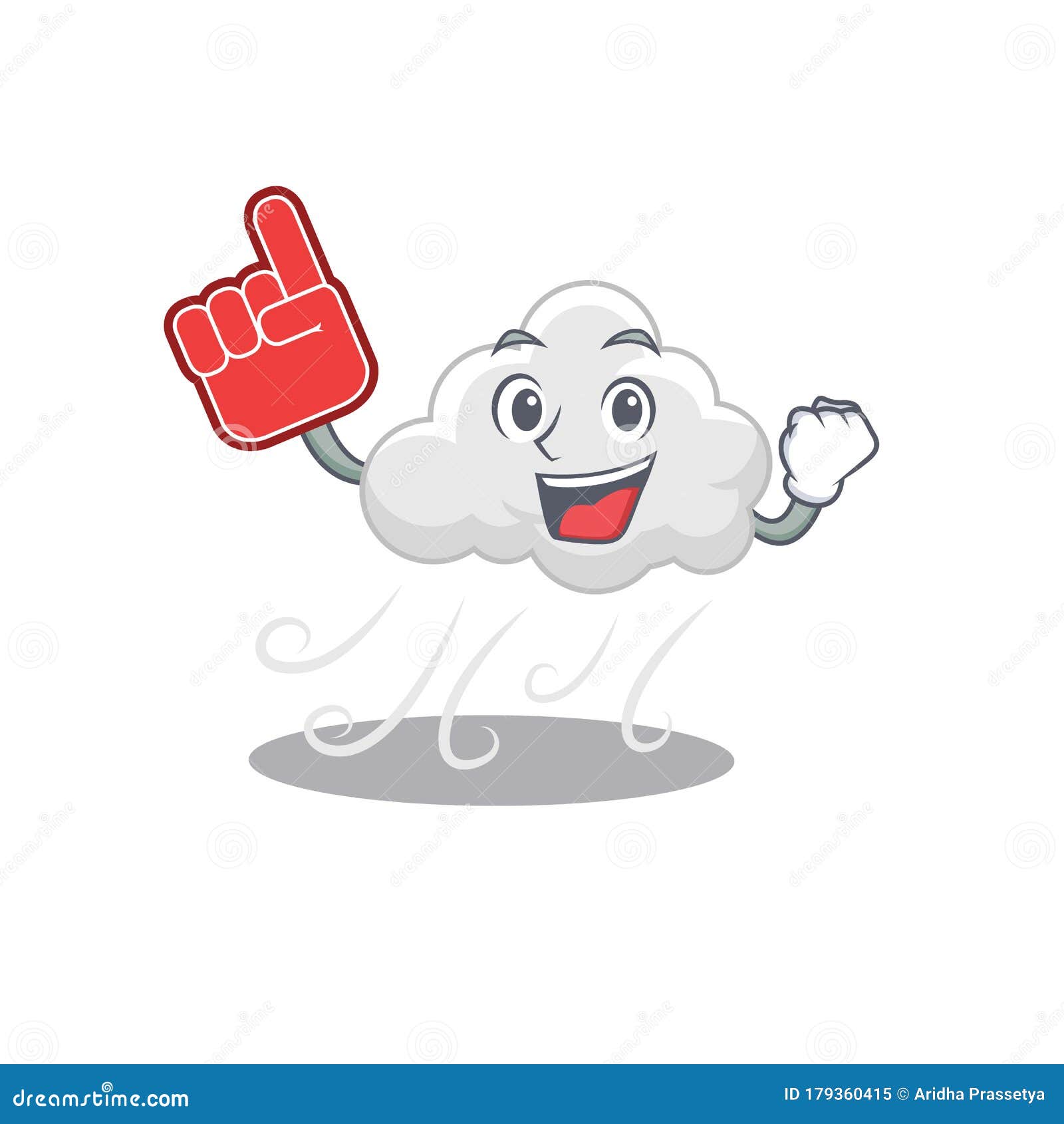 Cloudy Windy Presented in Cartoon Character Design with Foam Finger ...