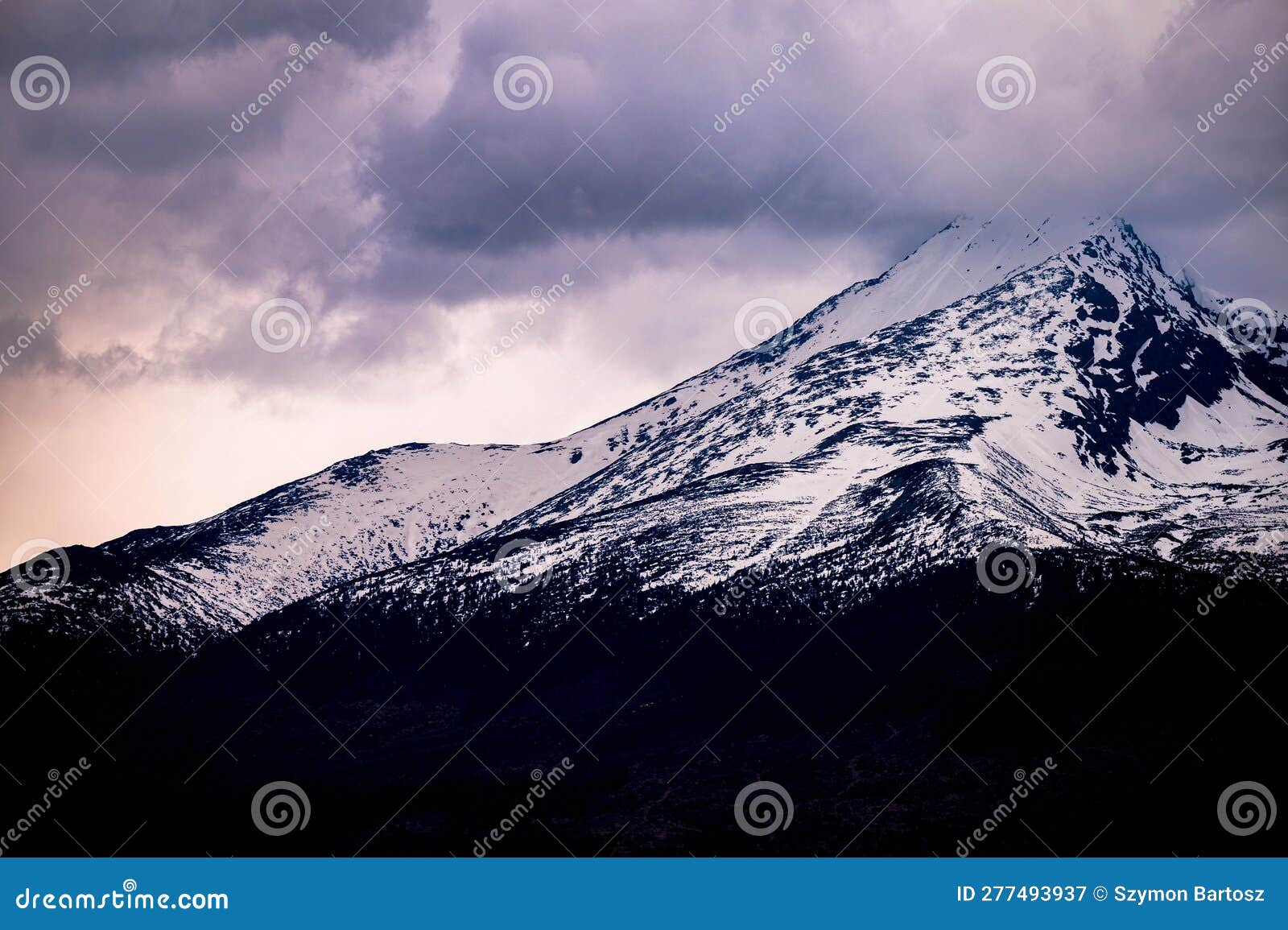 Cloudy Winter Landscape of the Tatra Mountains. Mount Krivan Stock ...