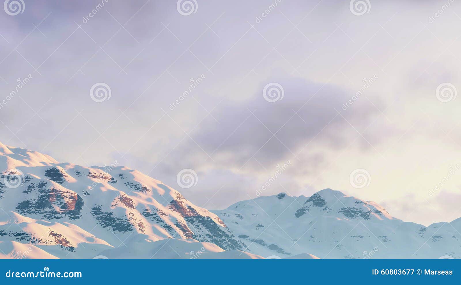 Cloudy Winter Sky Over Mountain Peaks Stock Illustration - Illustration ...