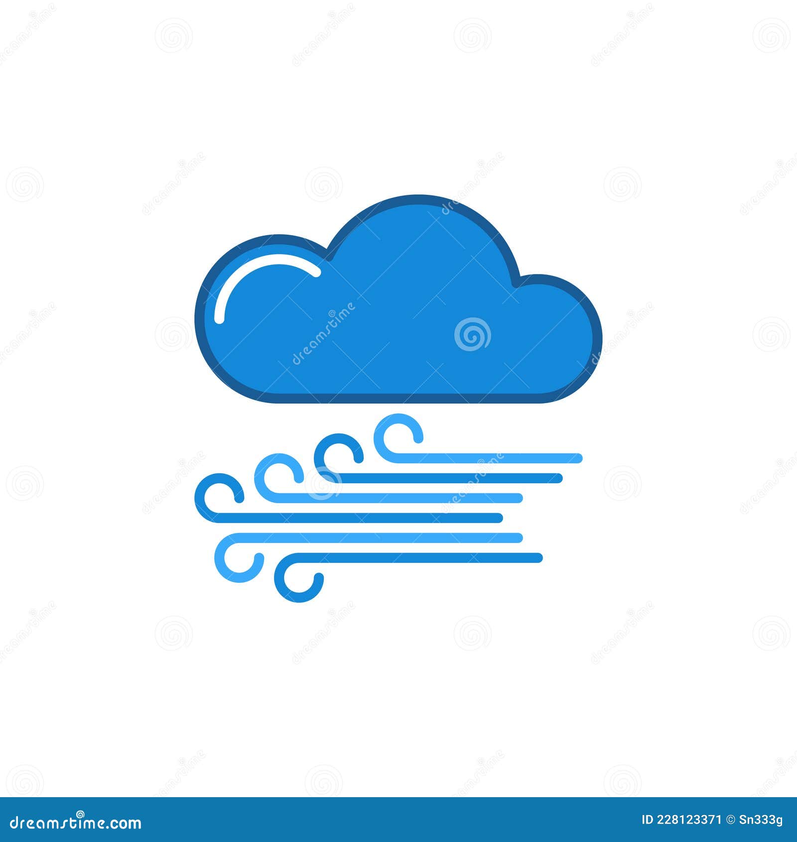Clound with Wind Vector Weather Concept Blue Icon Stock Vector ...