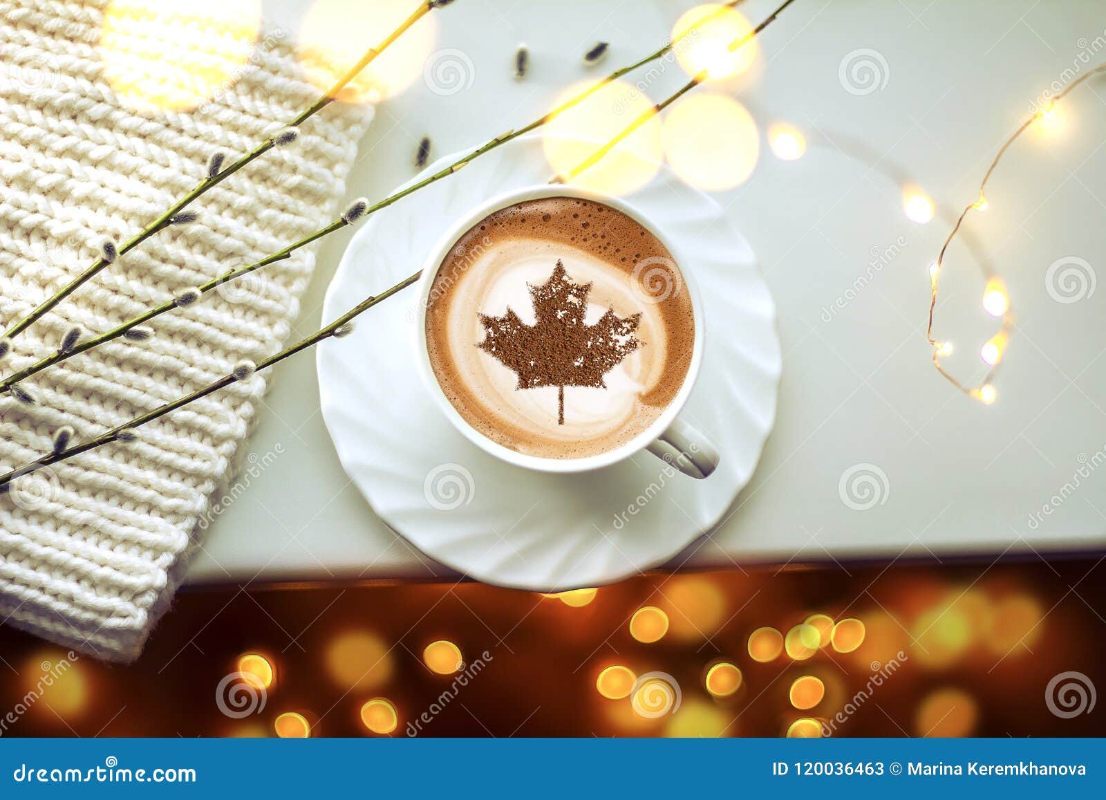 Clover on a cup of coffee stock image. Image of bean - 120036463