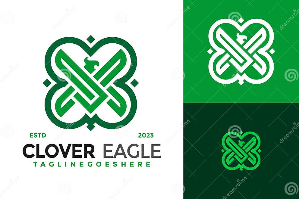 Clover Eagle Logo Design Vector Symbol Icon Illustration Stock Vector ...