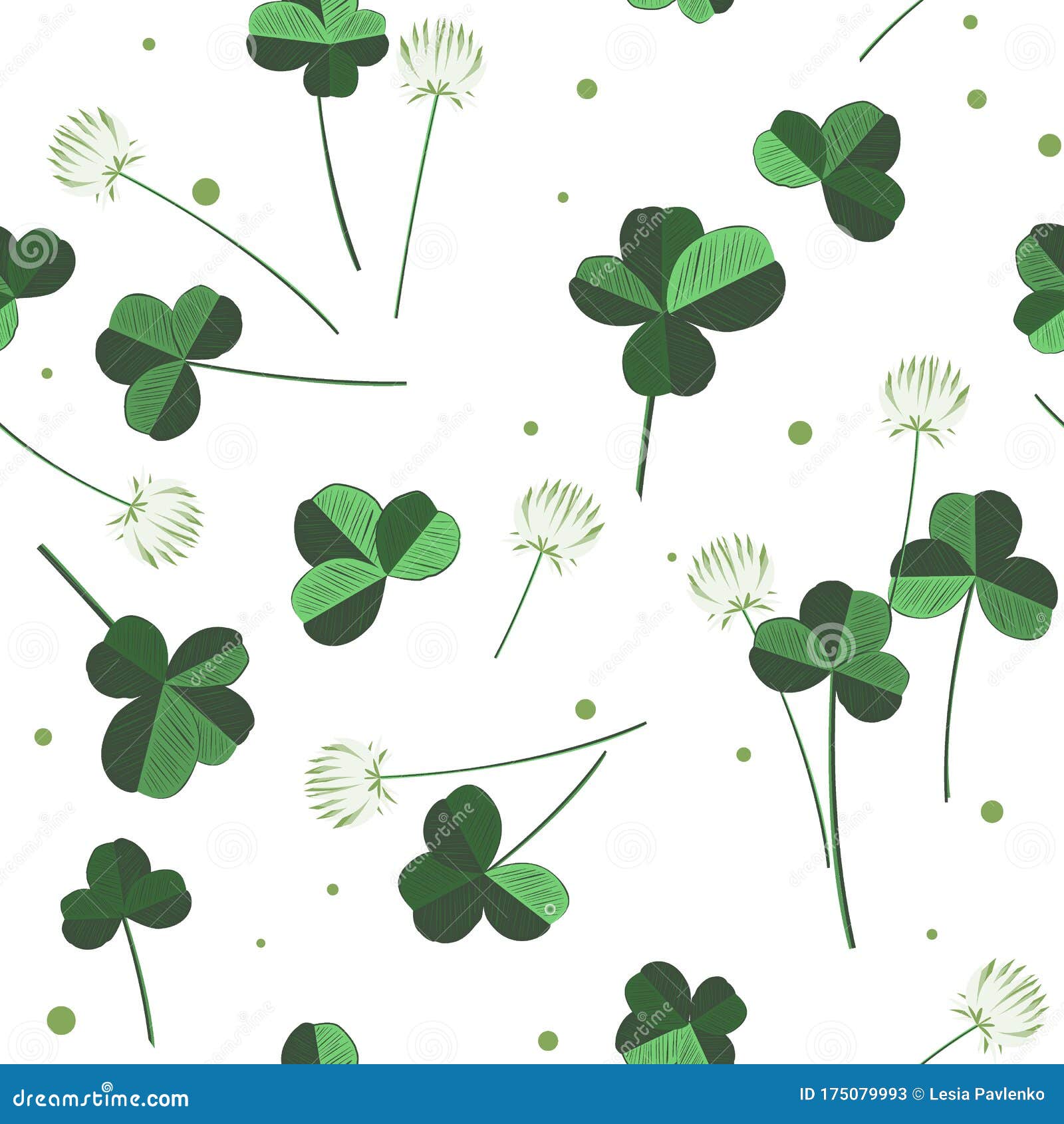 Clover Flowers Vector Seamless Pattern. Design for Wallpaper of Textile ...