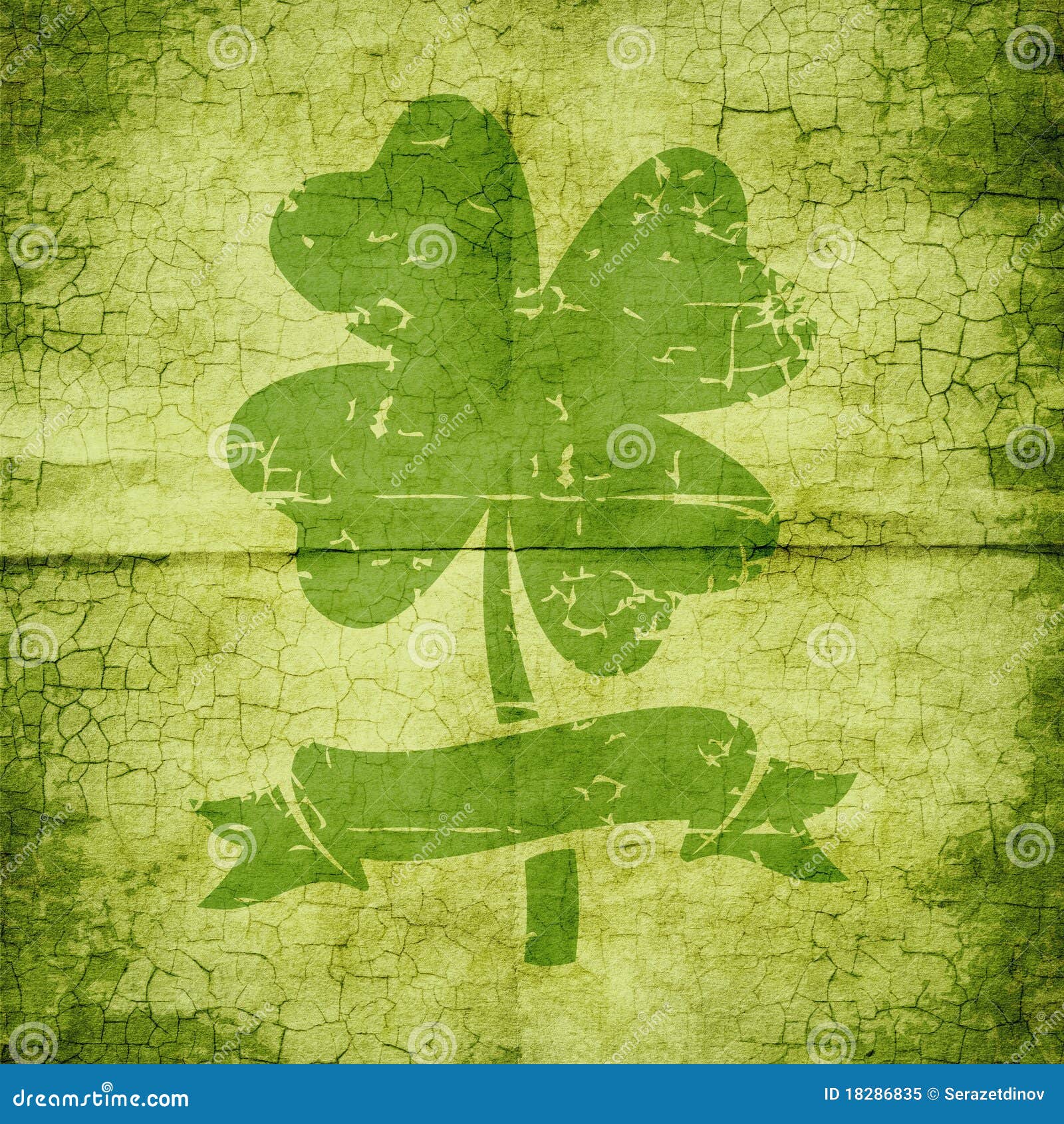 Clover with Four Leaves in Grunge Style Stock Illustration ...