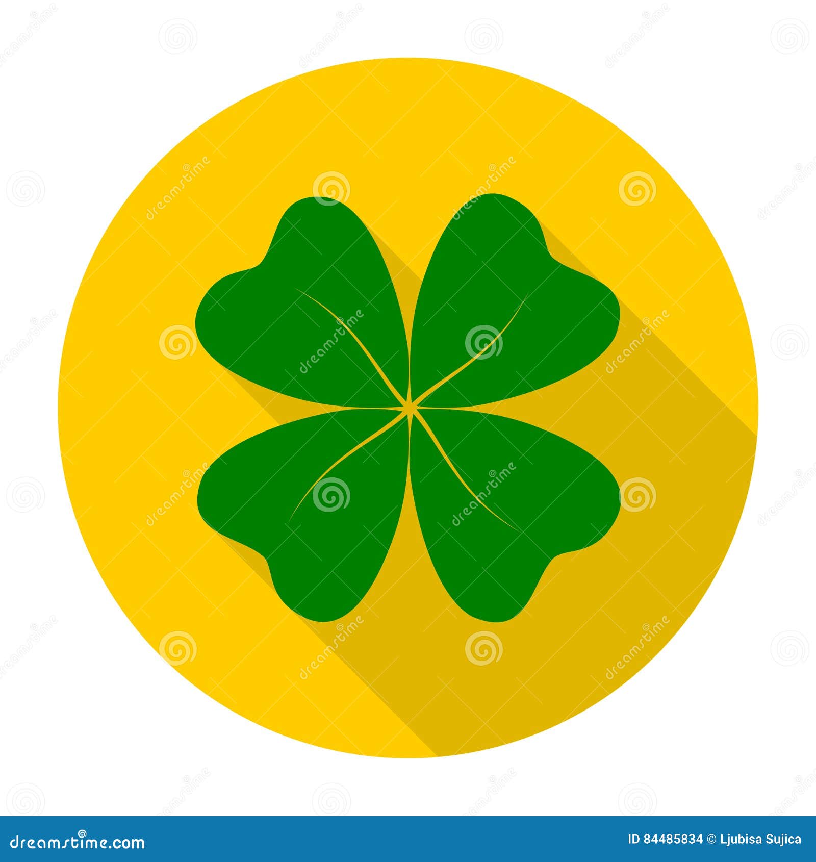 Clover with Four Leaves Sign with Long Shadow Stock Illustration ...