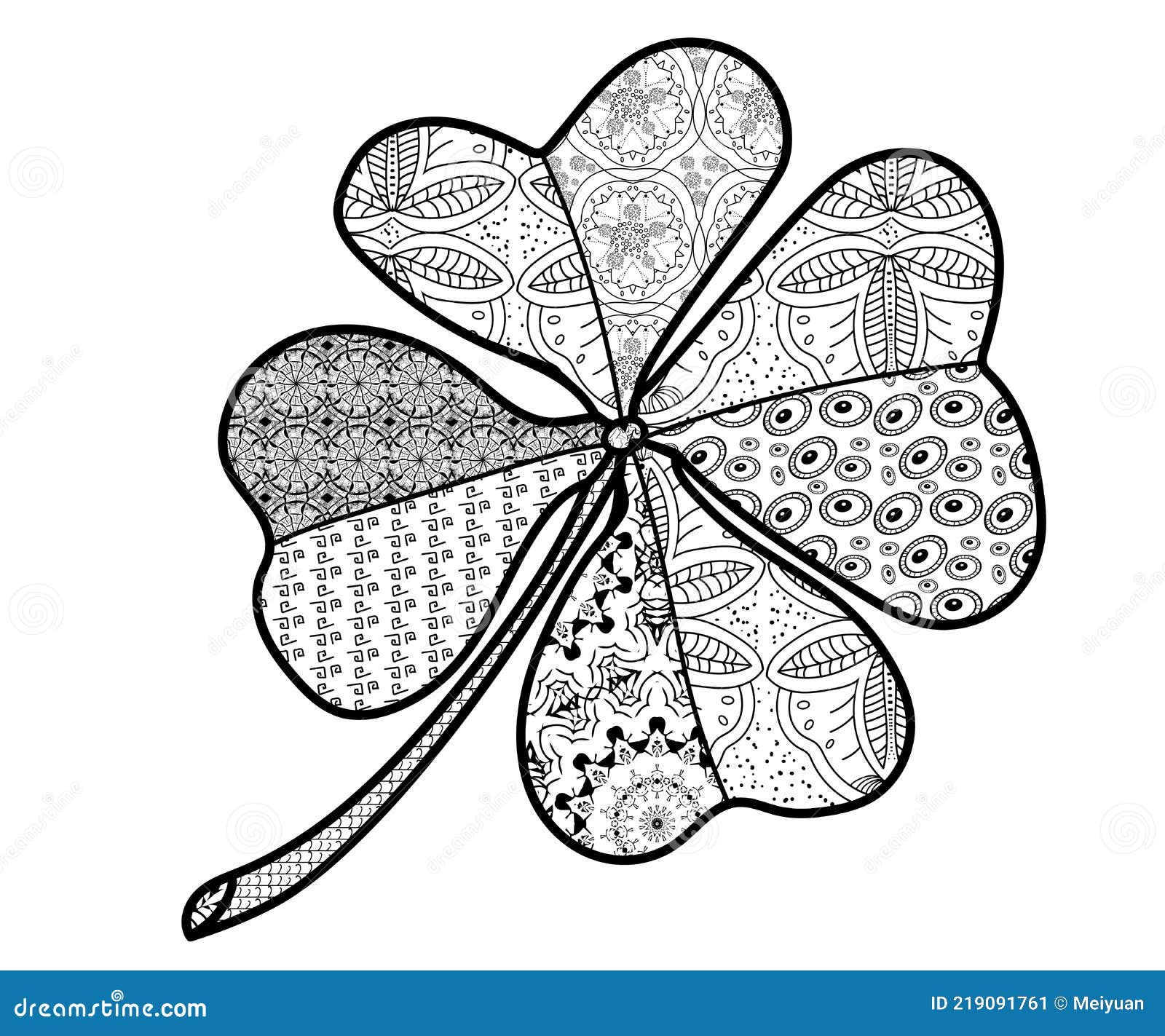 Clover Good Luck for Coloring. Beautiful Pattern. - Vector Stock Vector ...