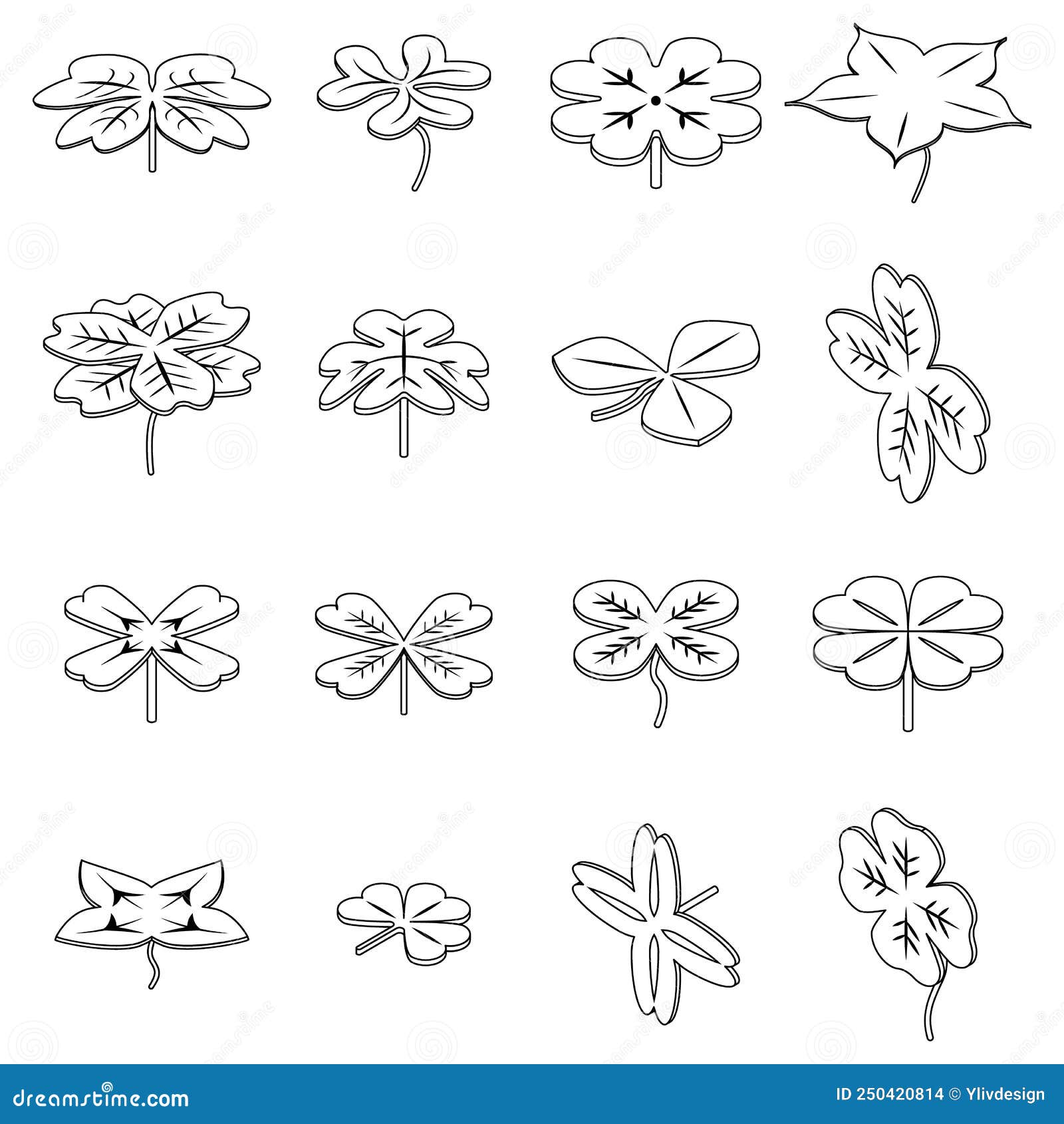 Clover Icons Set Vector Outline Stock Vector - Illustration of concept ...