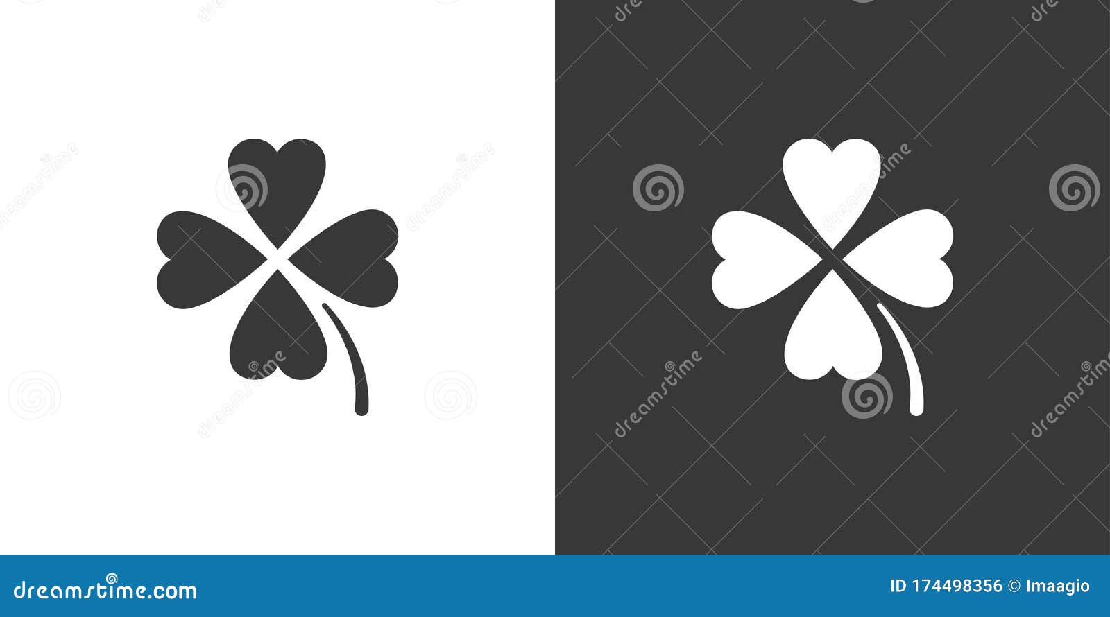 Clover. Isolated Icon on Black and White Background. Nature Vector ...