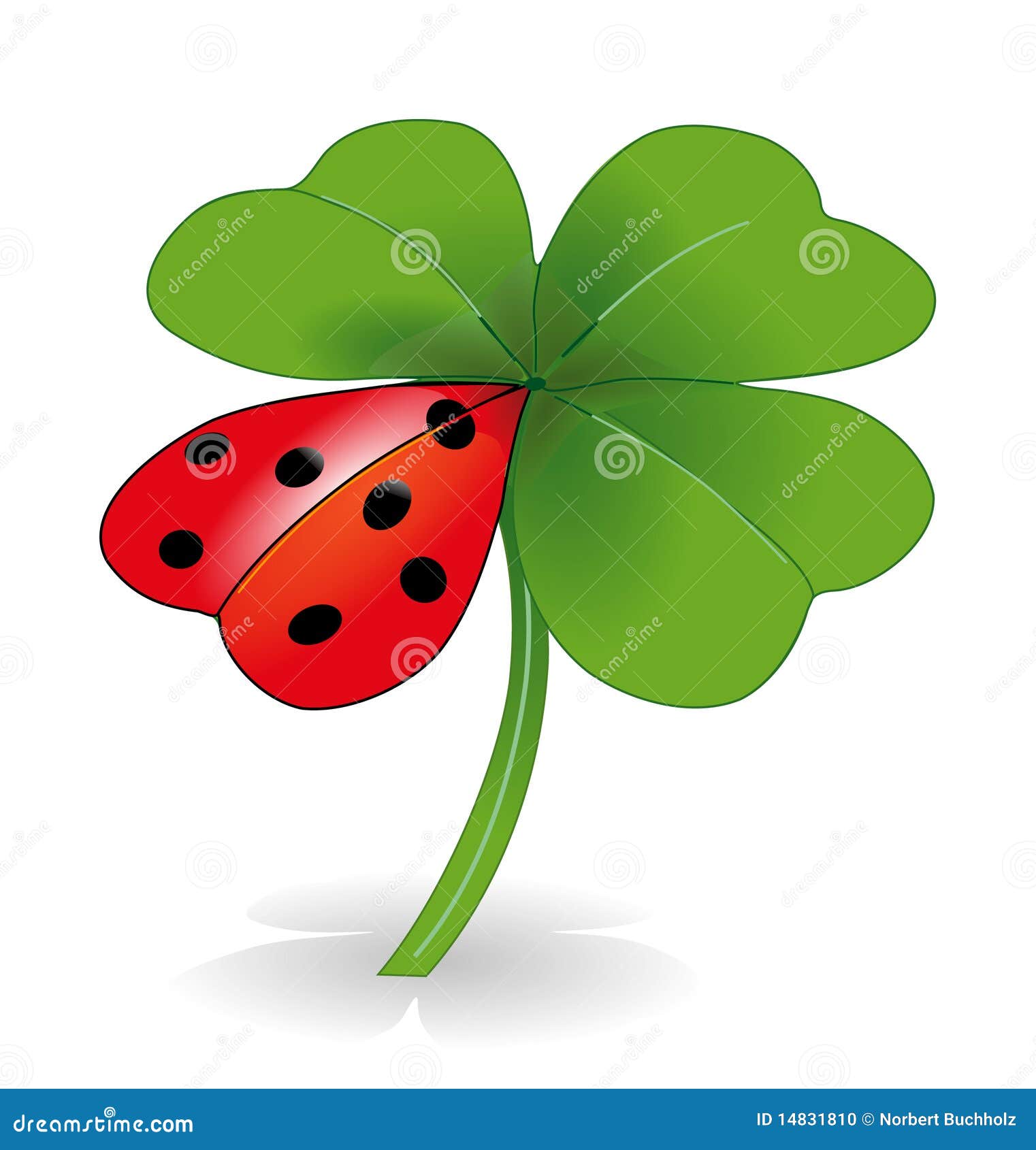 Clover- lady bird stock vector. Illustration of four - 14831810