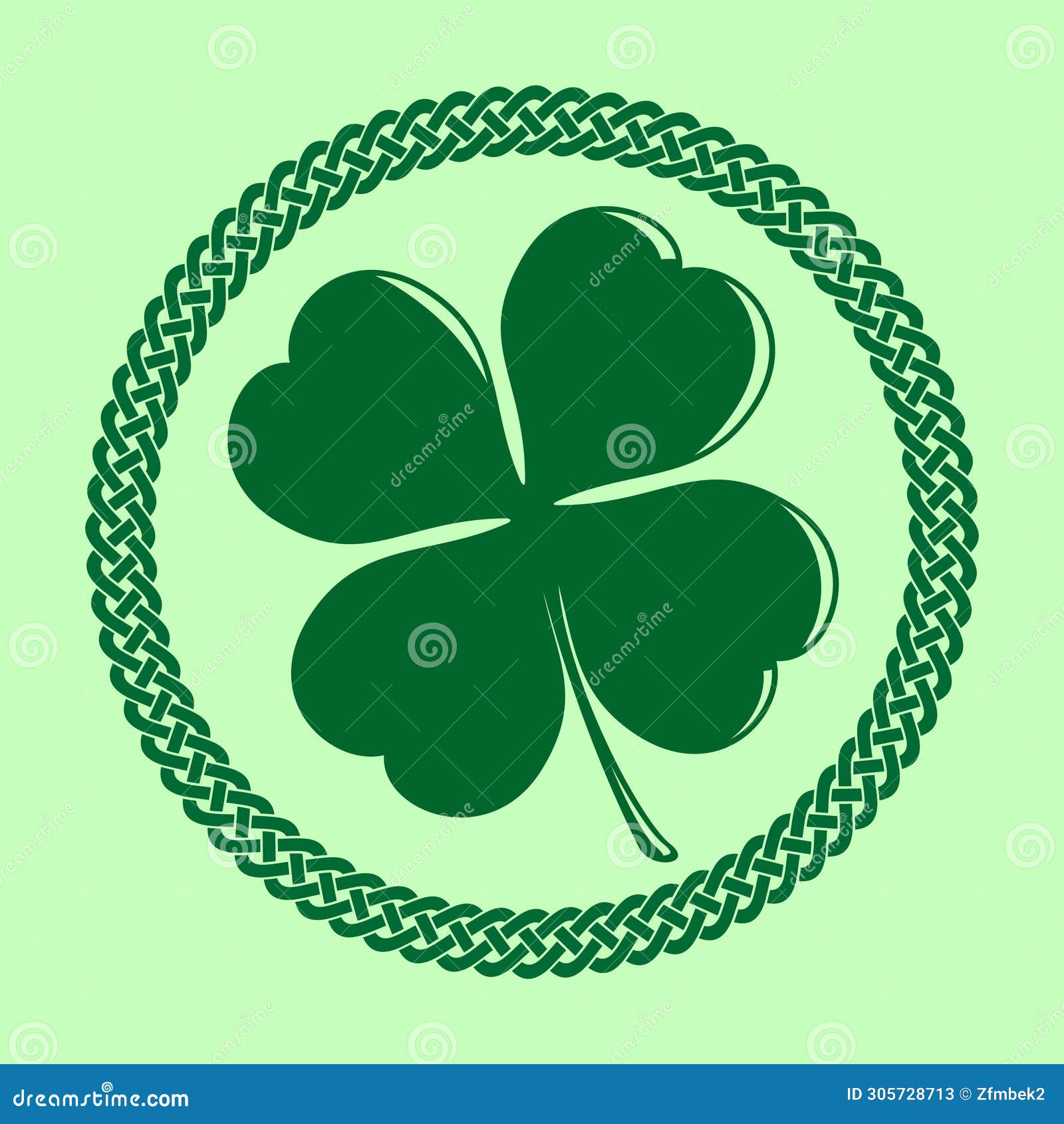 Clover Leaf in Celtic Style Round Frame. Stock Illustration ...