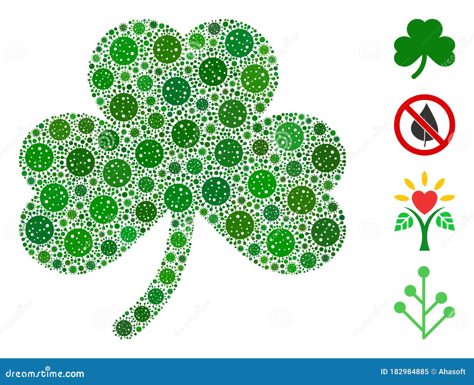 Clover Leaf Collage of Covid Virus Elements Stock Illustration ...