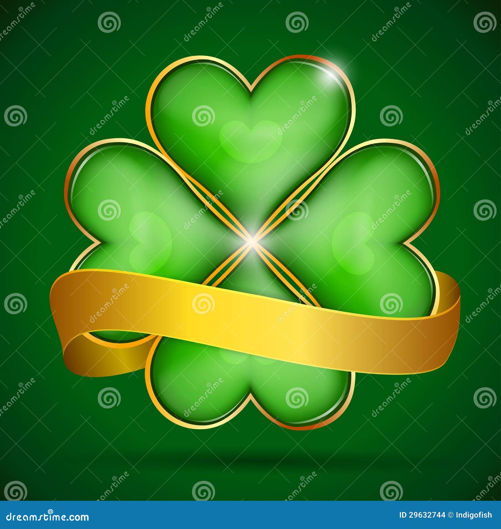 Clover Leaf & Gold Ribbon Stock Vector - Illustration of label ...