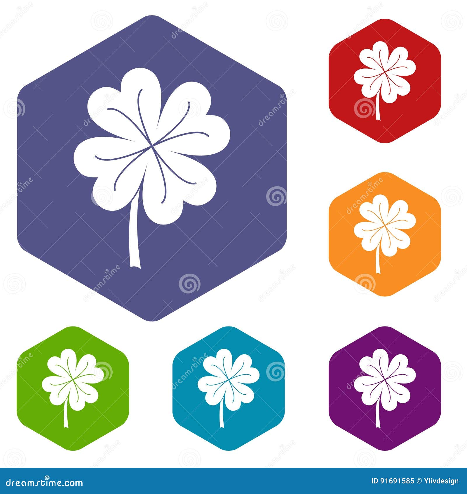 Clover Leaf Icons Set Hexagon Stock Vector - Illustration of border ...