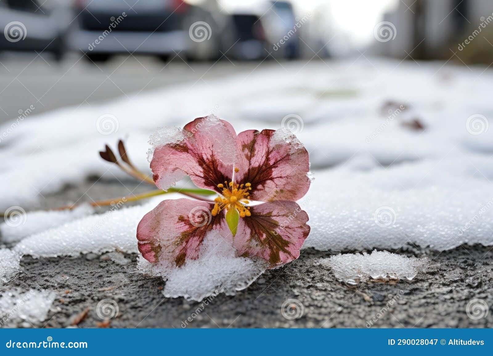 A Clover Leaf Partially Covered by Melting Snow, Symbolizing Spring ...