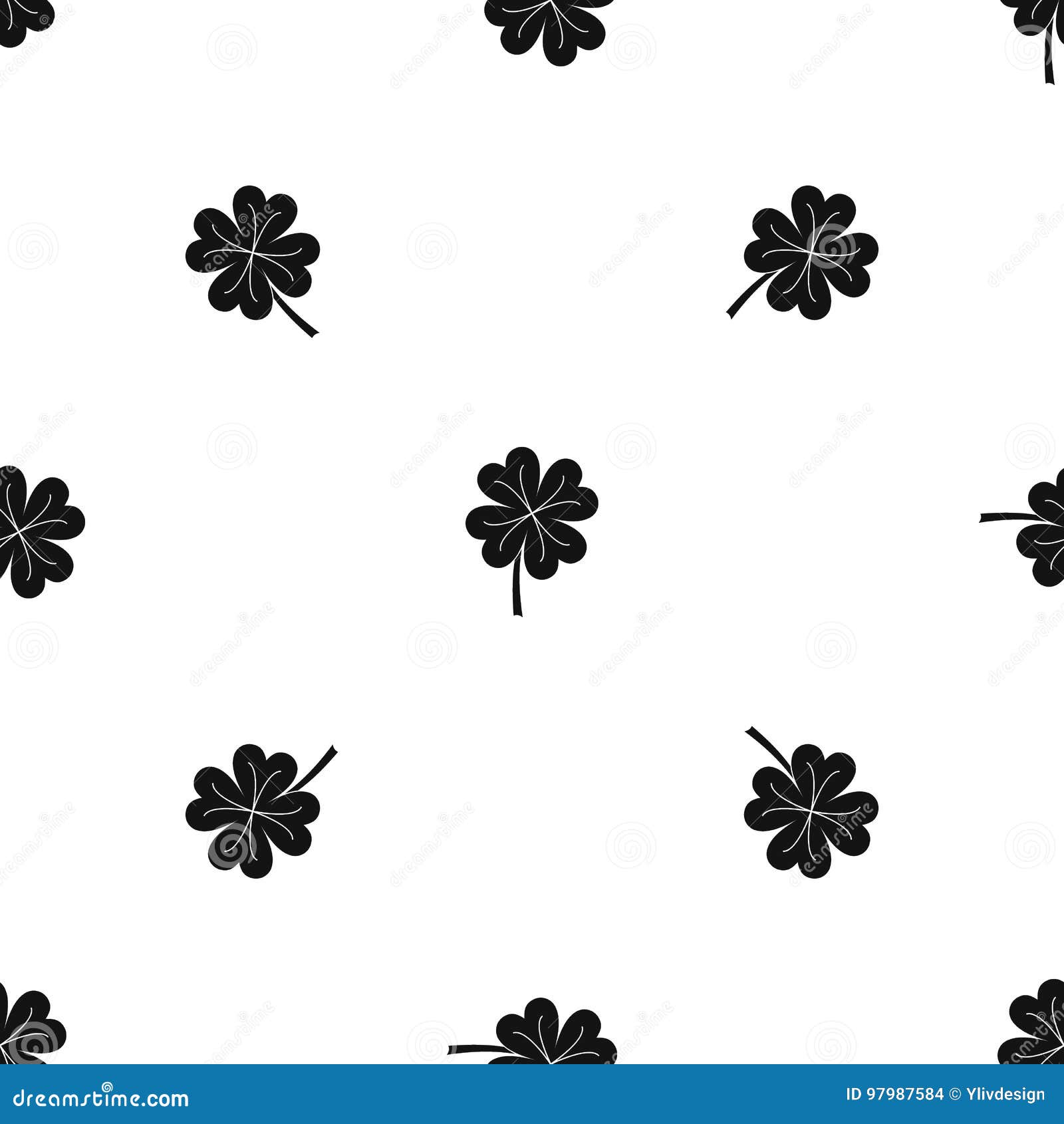 Clover Leaf Pattern Seamless Black Stock Vector - Illustration of ...