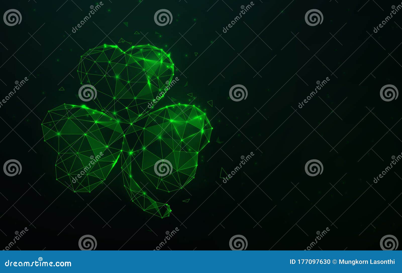 Clover Leaf Plant Form Lines, Triangles and Particle Style Design Stock ...