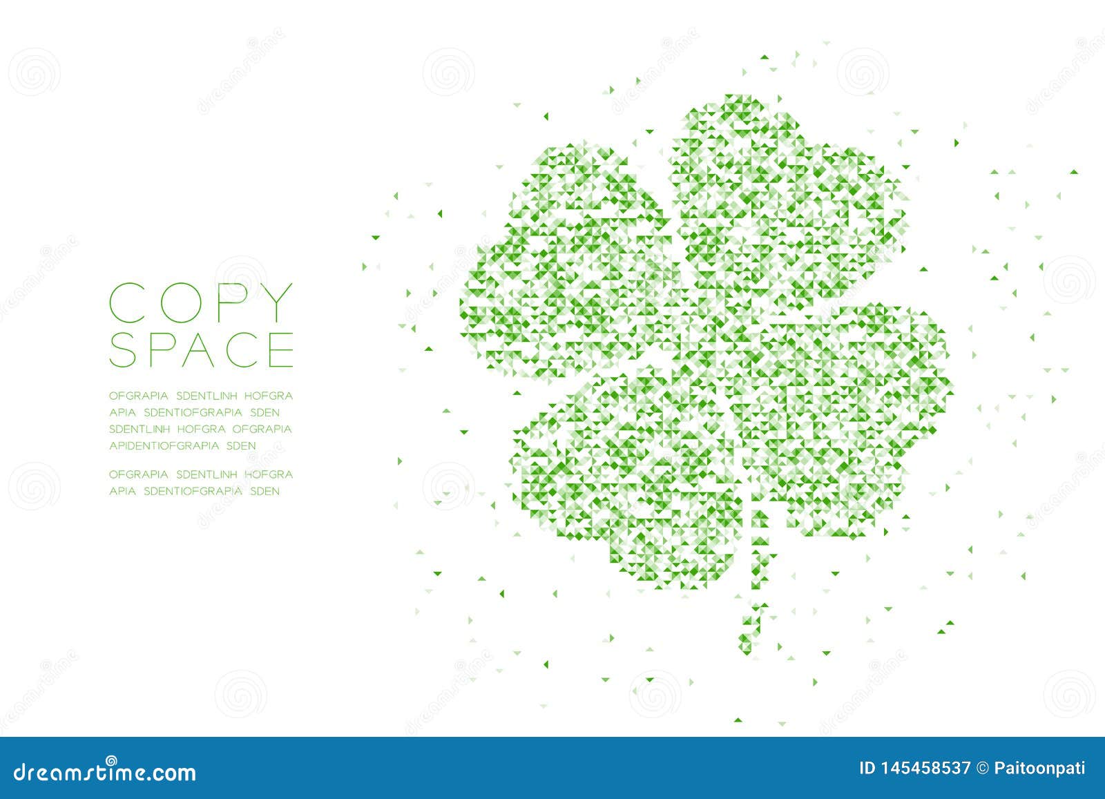 Clover 4 Leaf Shape Particle Geometric Low Polygon Square Box Pixel and ...