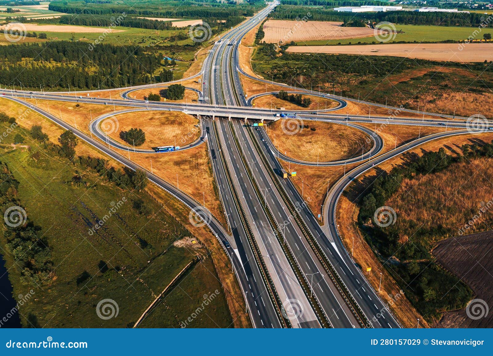 Clover Leaf Shaped Highway Interchange from Drone Pov Stock Image ...