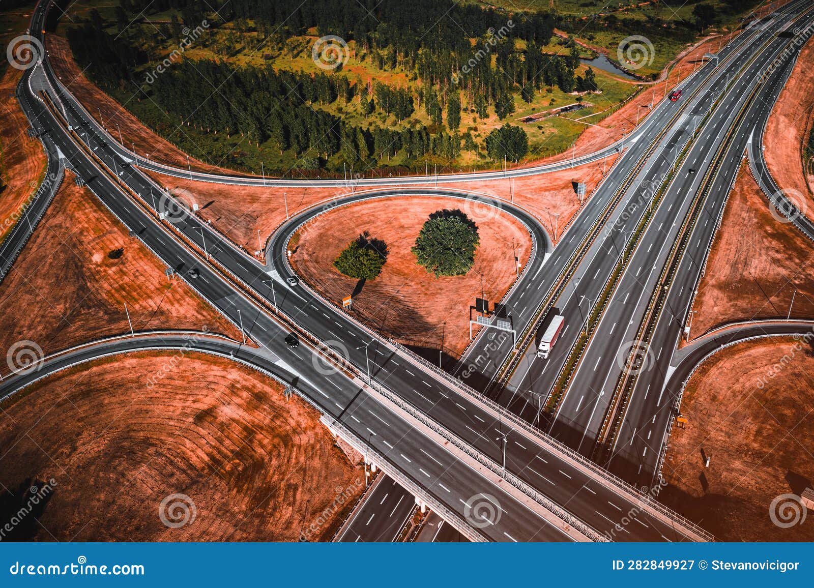 Clover Leaf Shaped Highway Interchange from Drone Pov Stock Image ...