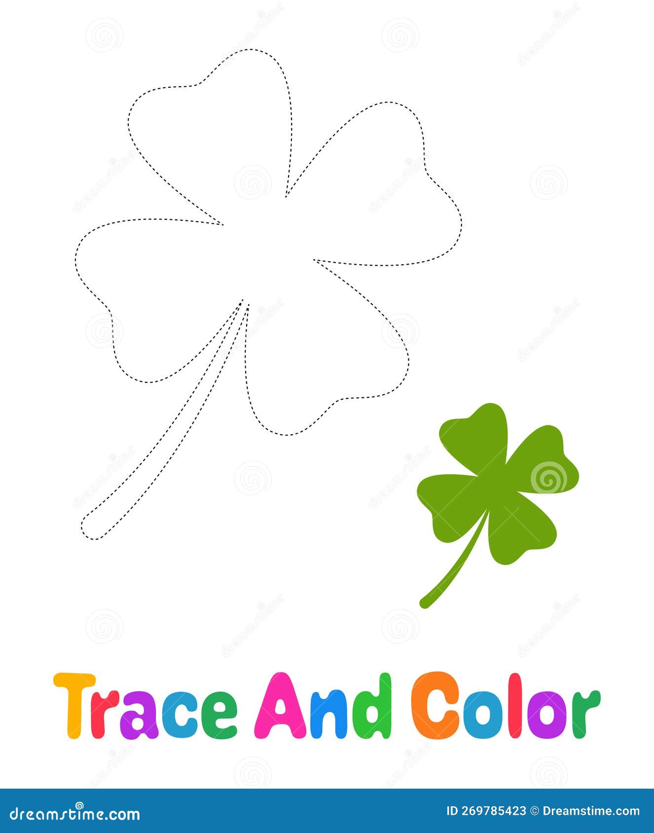 Clover Leaf Tracing Worksheet for Kids Stock Illustration ...